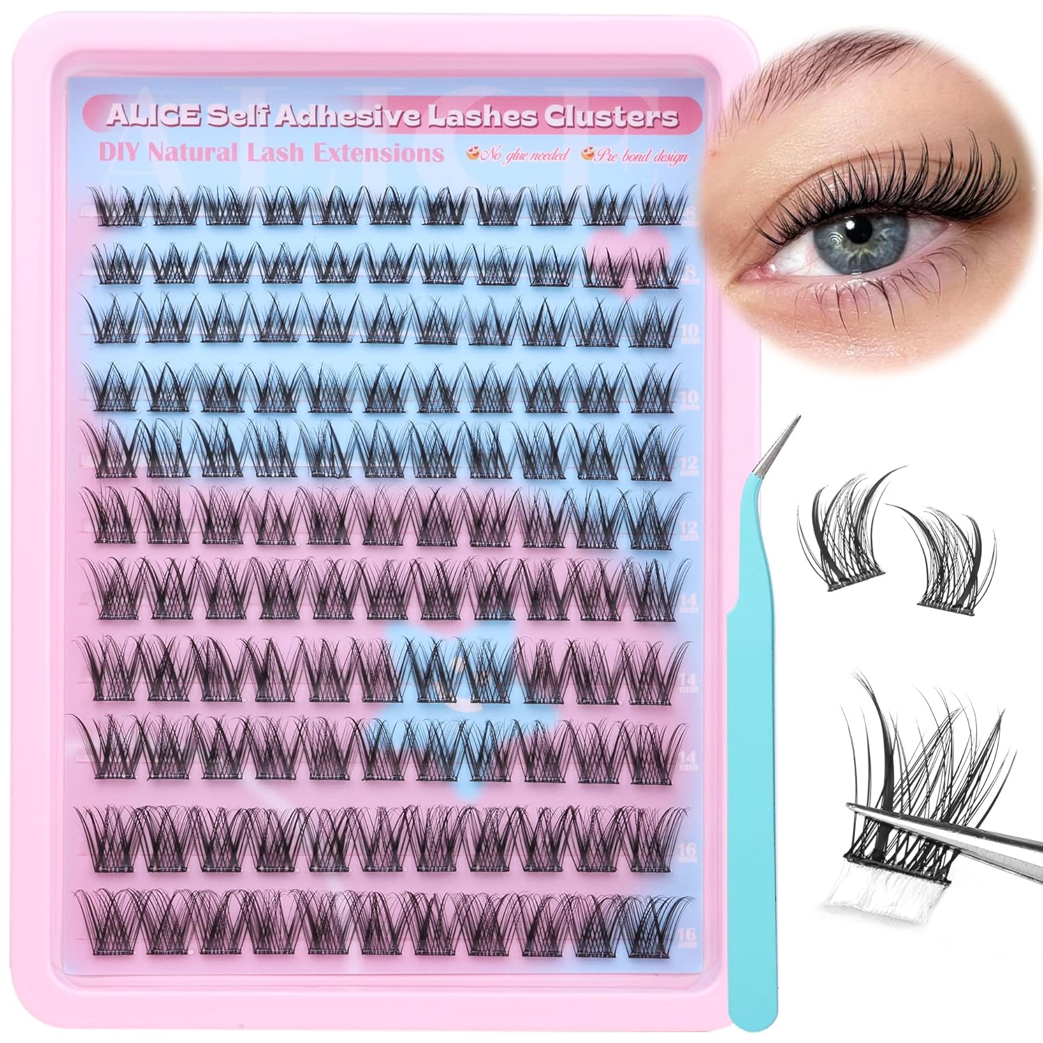 Amazon.com: ALICE Self-Adhesive Eyelashes Natural Look False Eyelashes ...