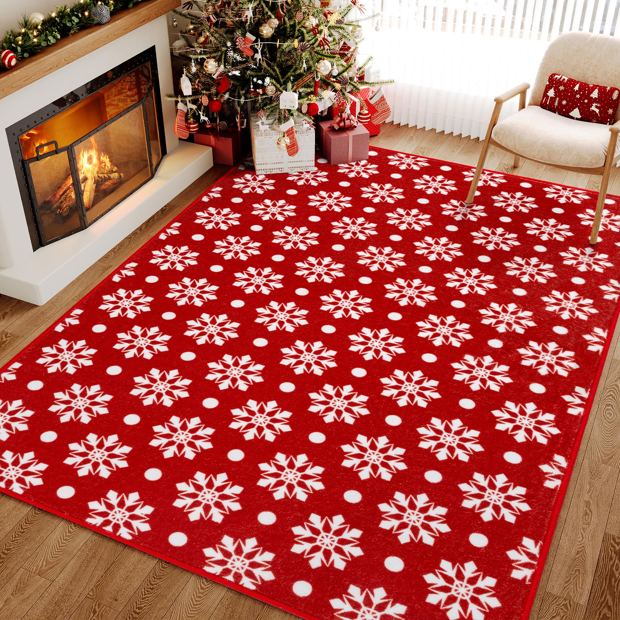 Amazon.com: HUGEAR Christmas Large Area Rug 6x9 Living Room Rug Machine ...