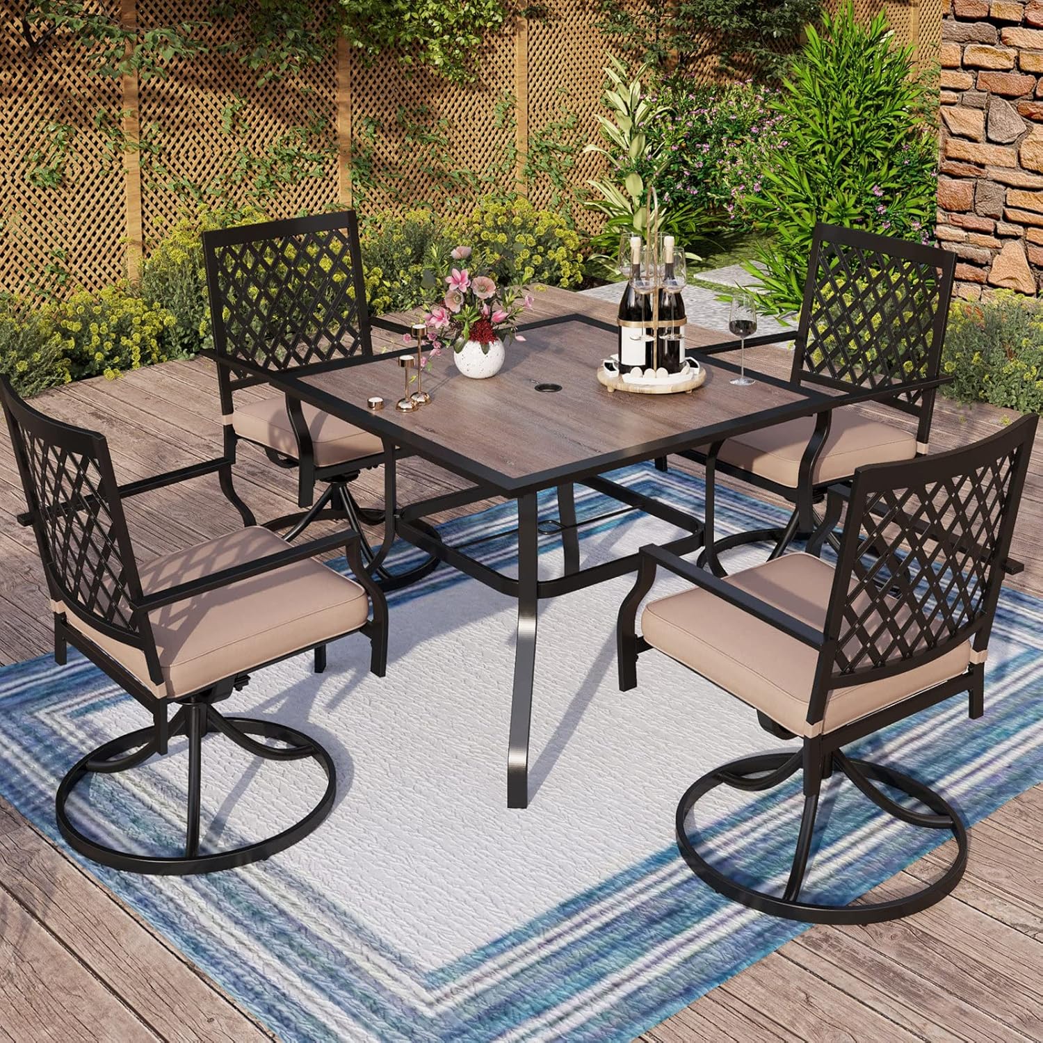 Amazon.com: MFSTUDIO Metal Patio Dining Sets Club Bistro Bar Sets ...