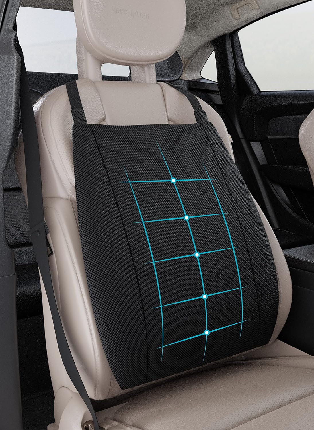 FOVERA Ergonomic Car Back Rest Memory Foam Cushion for Comfortable Long ...