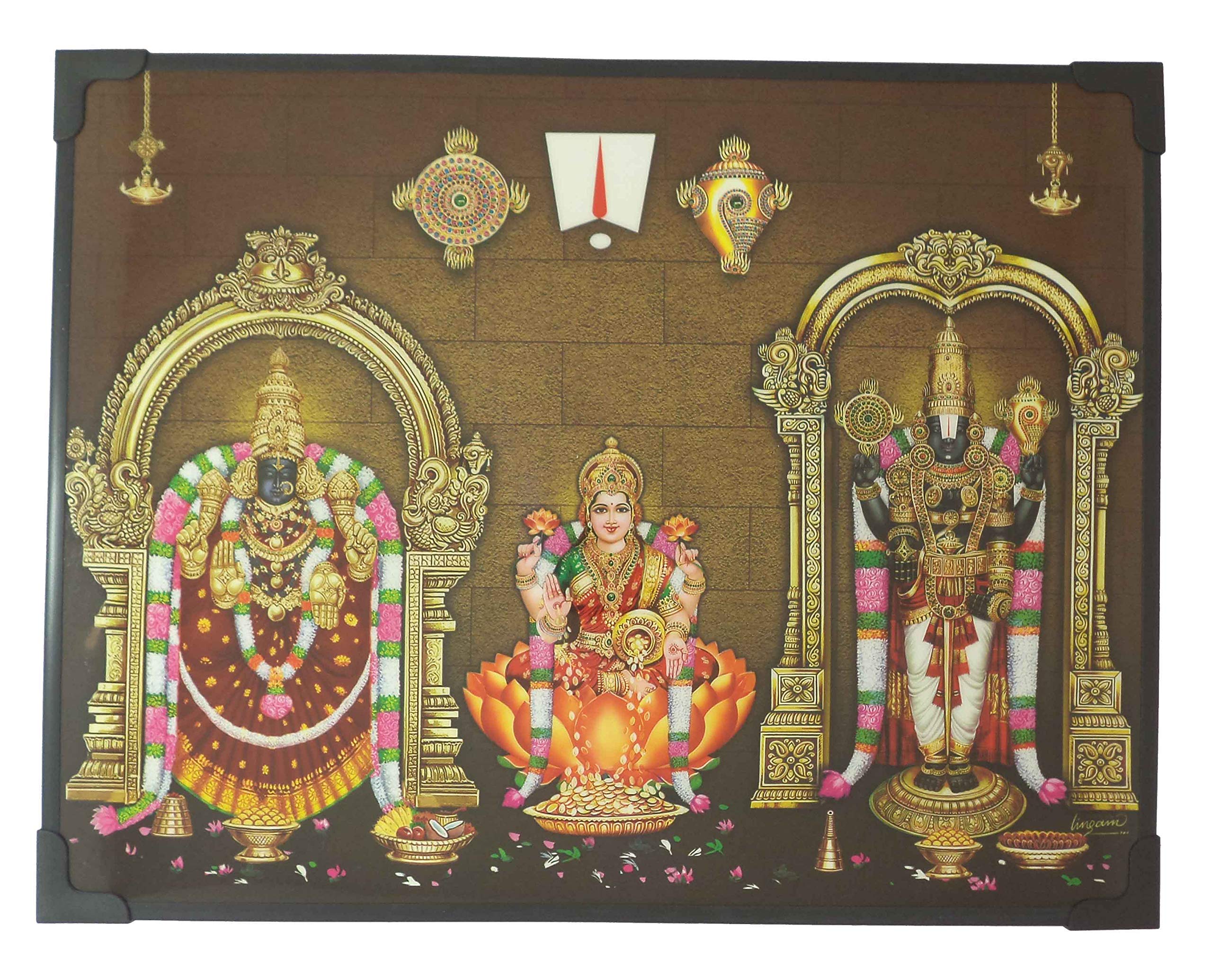 Buy Lord Balaji Padmavati and Lakshmi Photo Beading Frame ( 29 cm x 22. ...