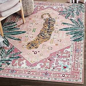 Amazon.com: Aldopein Washable Pink Rugs Boho Vintage Tropical Jungle ...