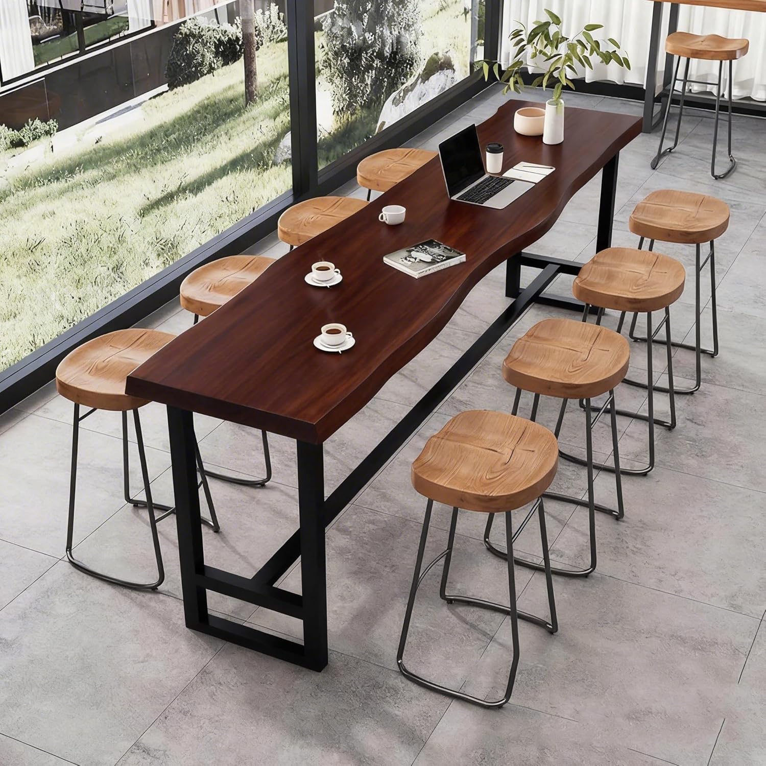 Amazon.com: WYBFCWY Live Edge Bar Table,Long Counter Height Dining ...