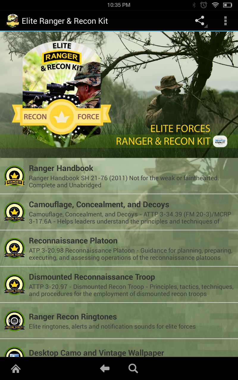 Elite Ranger Handbook and Recon Kit - App on the Amazon Appstore