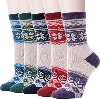 EBMORE Womens Merino Wool Socks Winter Thermal Warm Hiking Thick Cozy ...