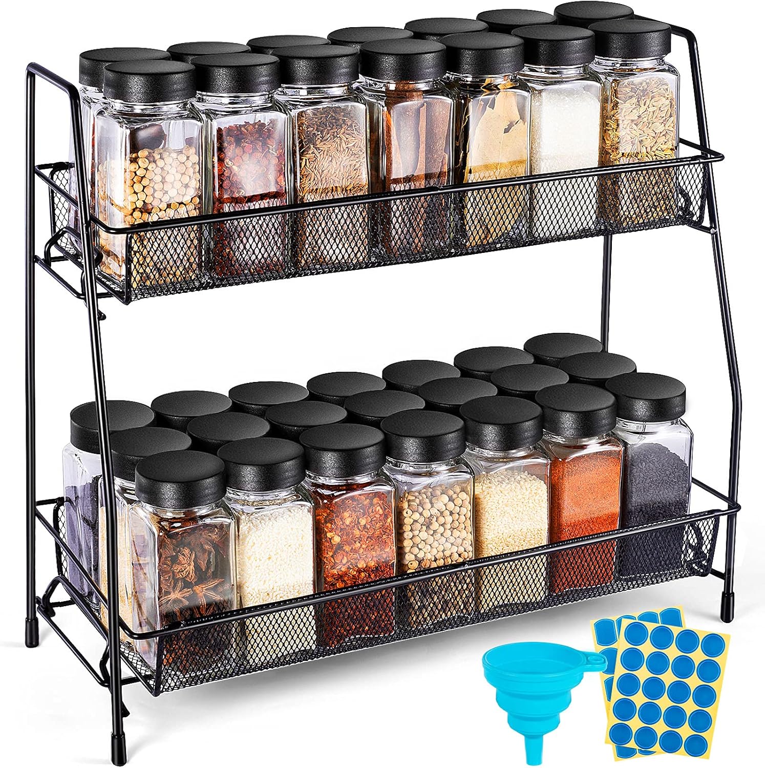 Amazon.com: Spice Rack with Spice Jars, Spice Rack Organizer for ...