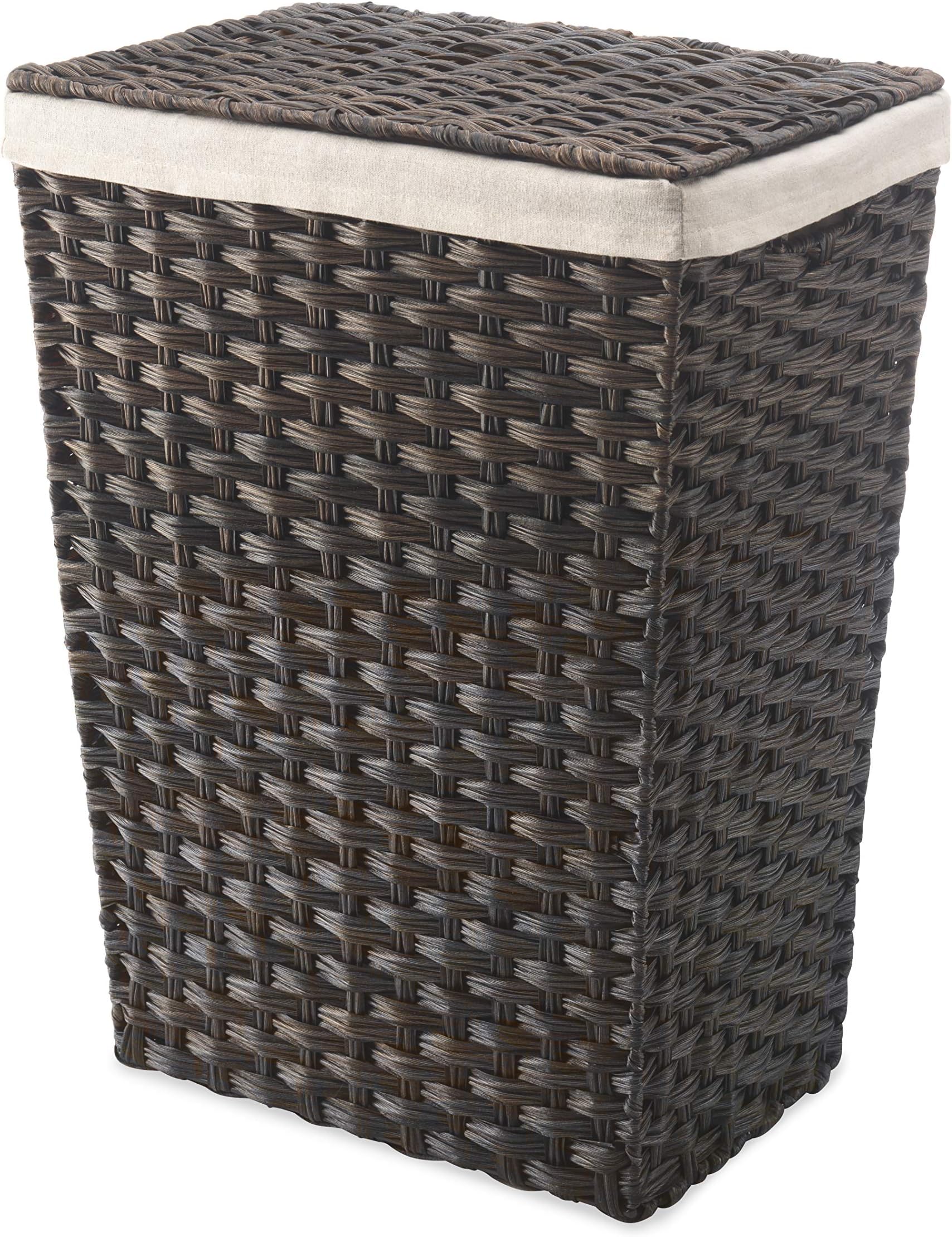 Amazon.com: Honey-Can-Do Decorative Woven Hamper with Lid, Java Brown ...