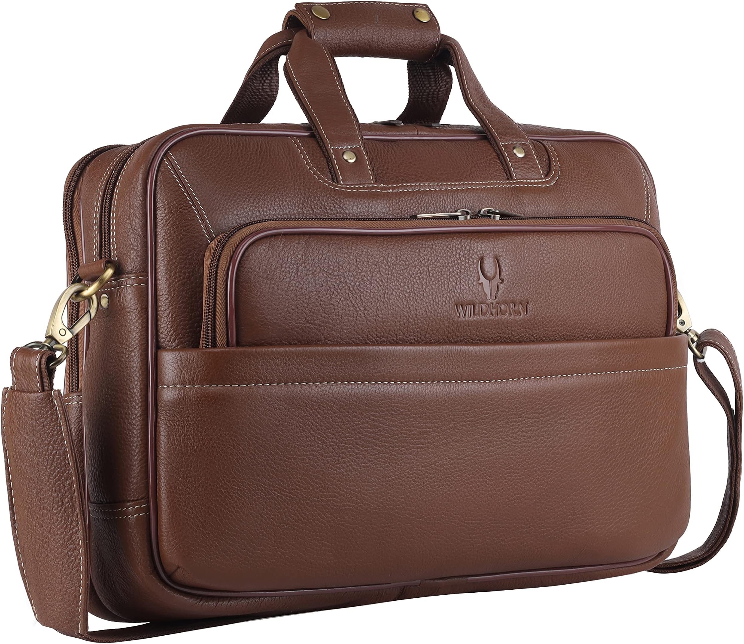 WildHorn Classic Leather Laptop Messenger Bag for Men I Padded Laptop ...