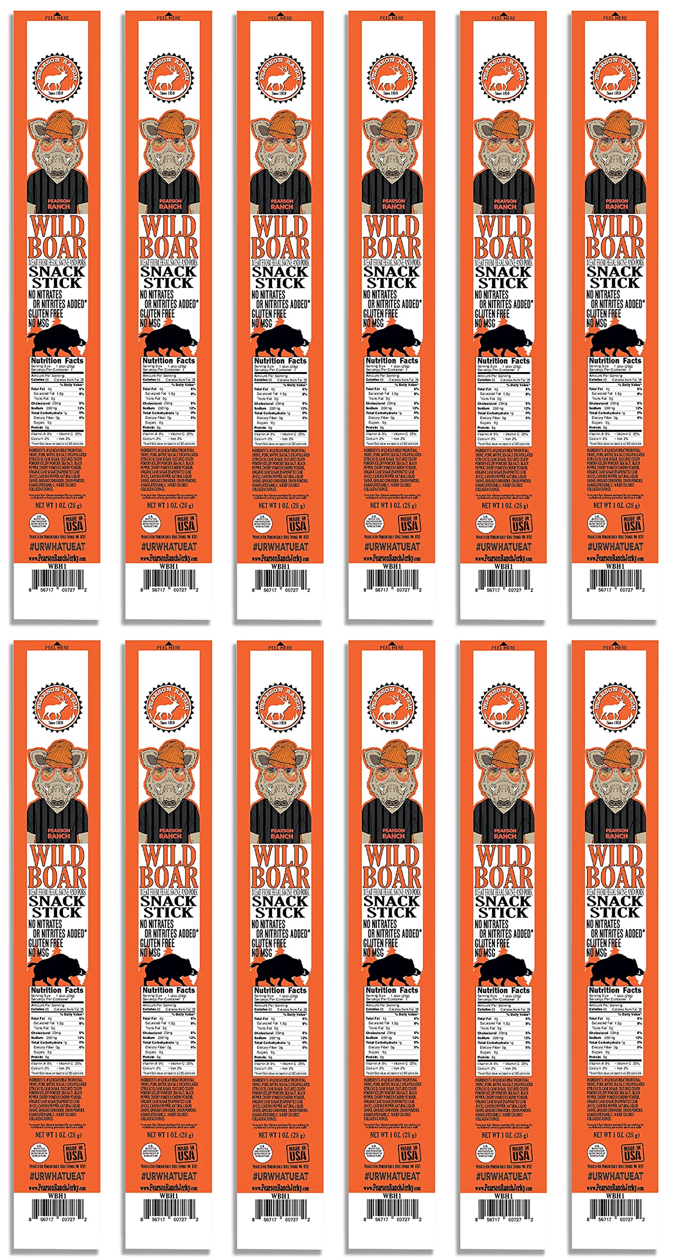 Amazon.com: PEARSON RANCH SINCE 1959 Wild Boar Meat Sticks 1 Ounce ...