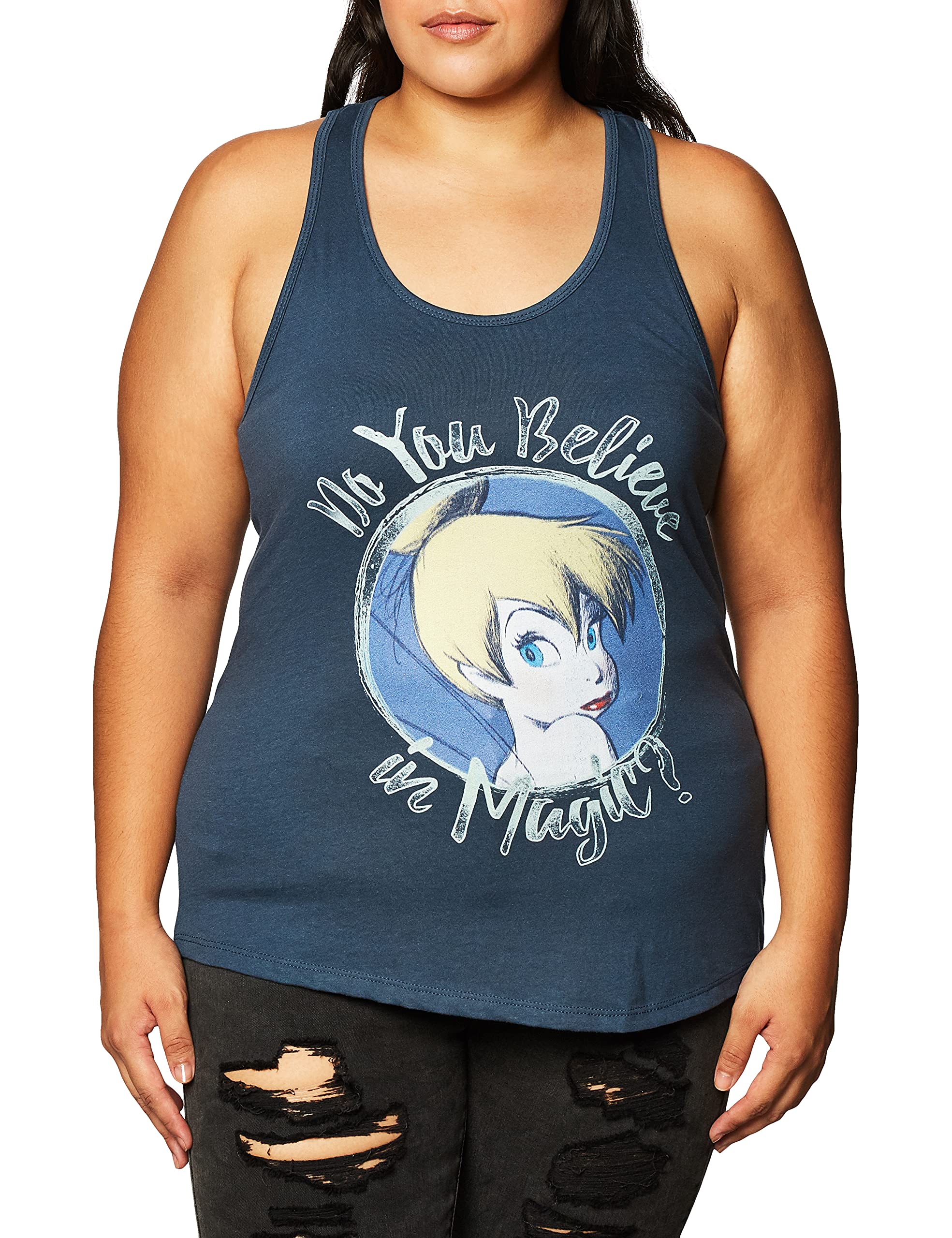 Disney Women's Believe in Tinkerbell Ideal Racerback Graphic Tank Top ...