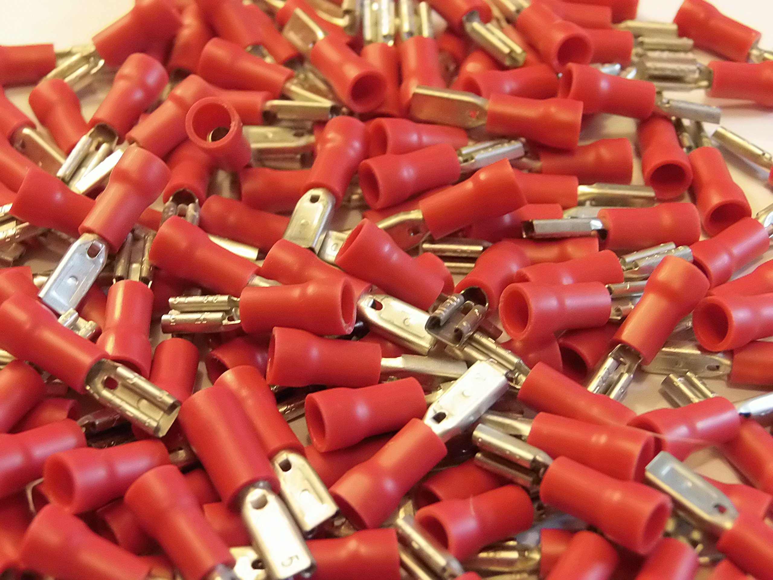 2.8 red terminal crimp connector push on female spade crimps 25 50 100 ...