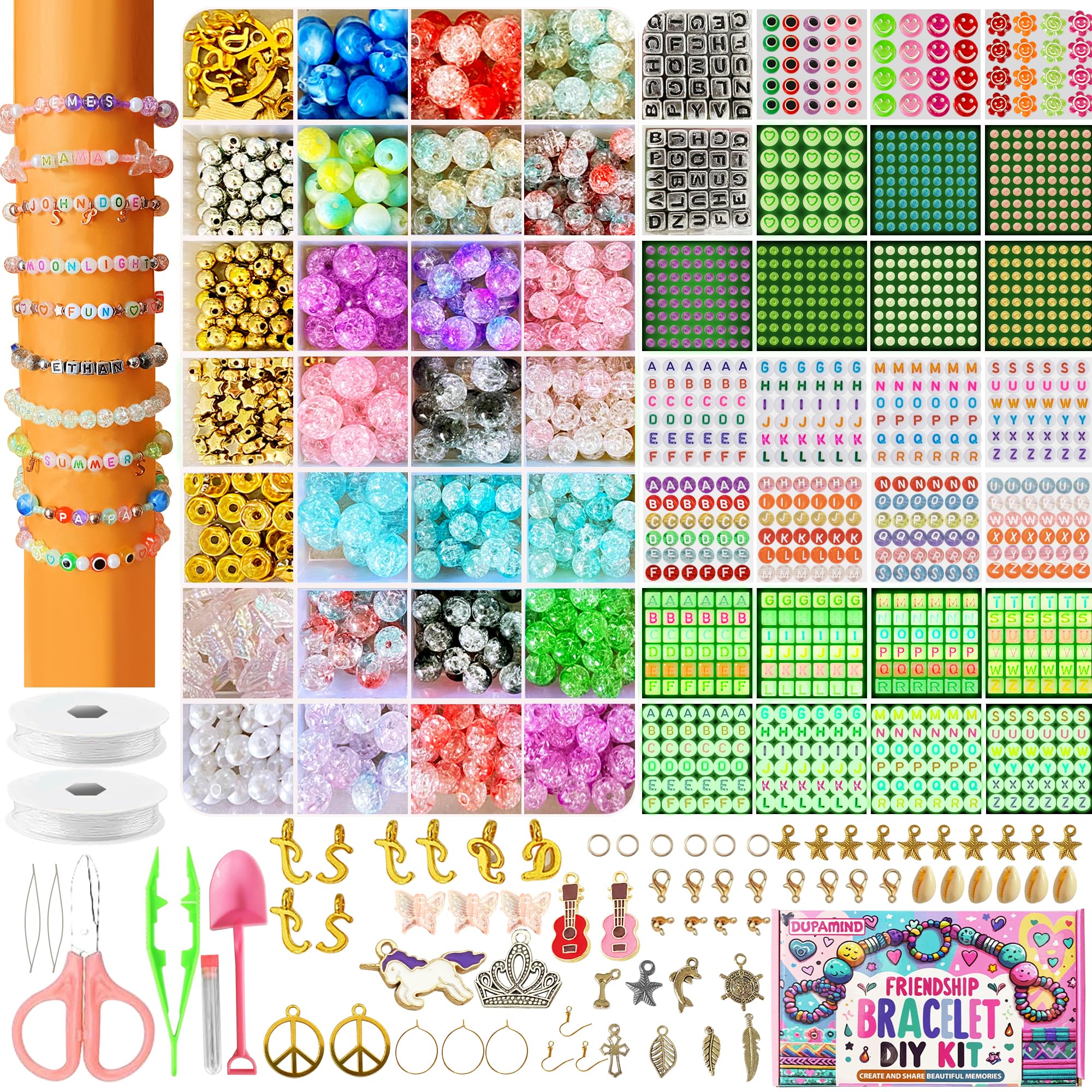 Amazon.com: Dupamind 5000PCS Glass Beads Friendship Bracelet Making Kit ...