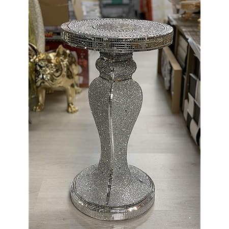 Touch of Vogue TOV® Silver Mirrored Side Table Modern Plant Stands Bed ...