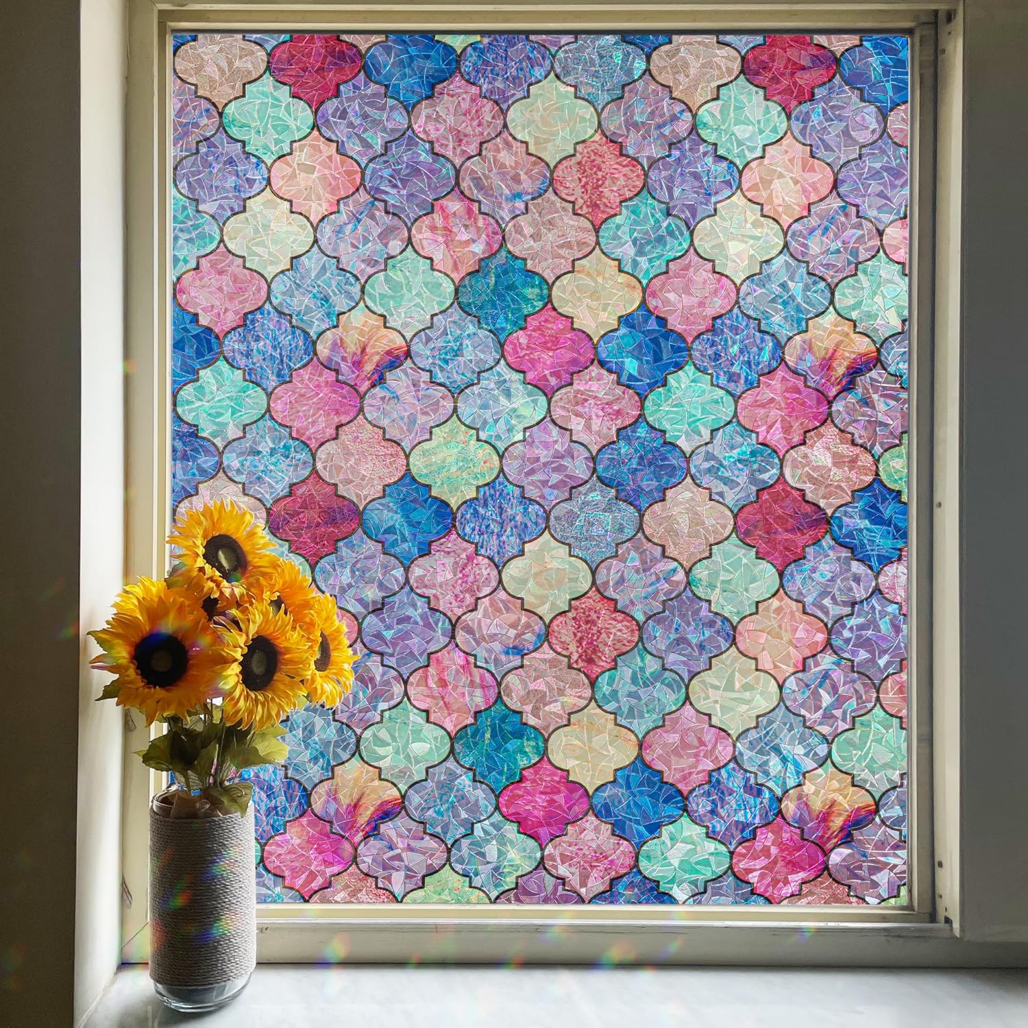 Amazon.com: FEOMOS Stained Glass Window Film, Rainbow Decorative Window ...