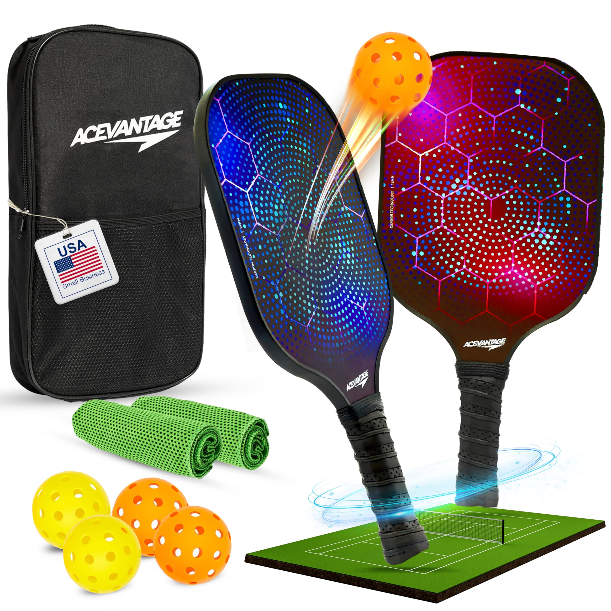 Amazon.com : Carbon Fiber Pickleball Paddles Set of 2 - Polypropylene ...