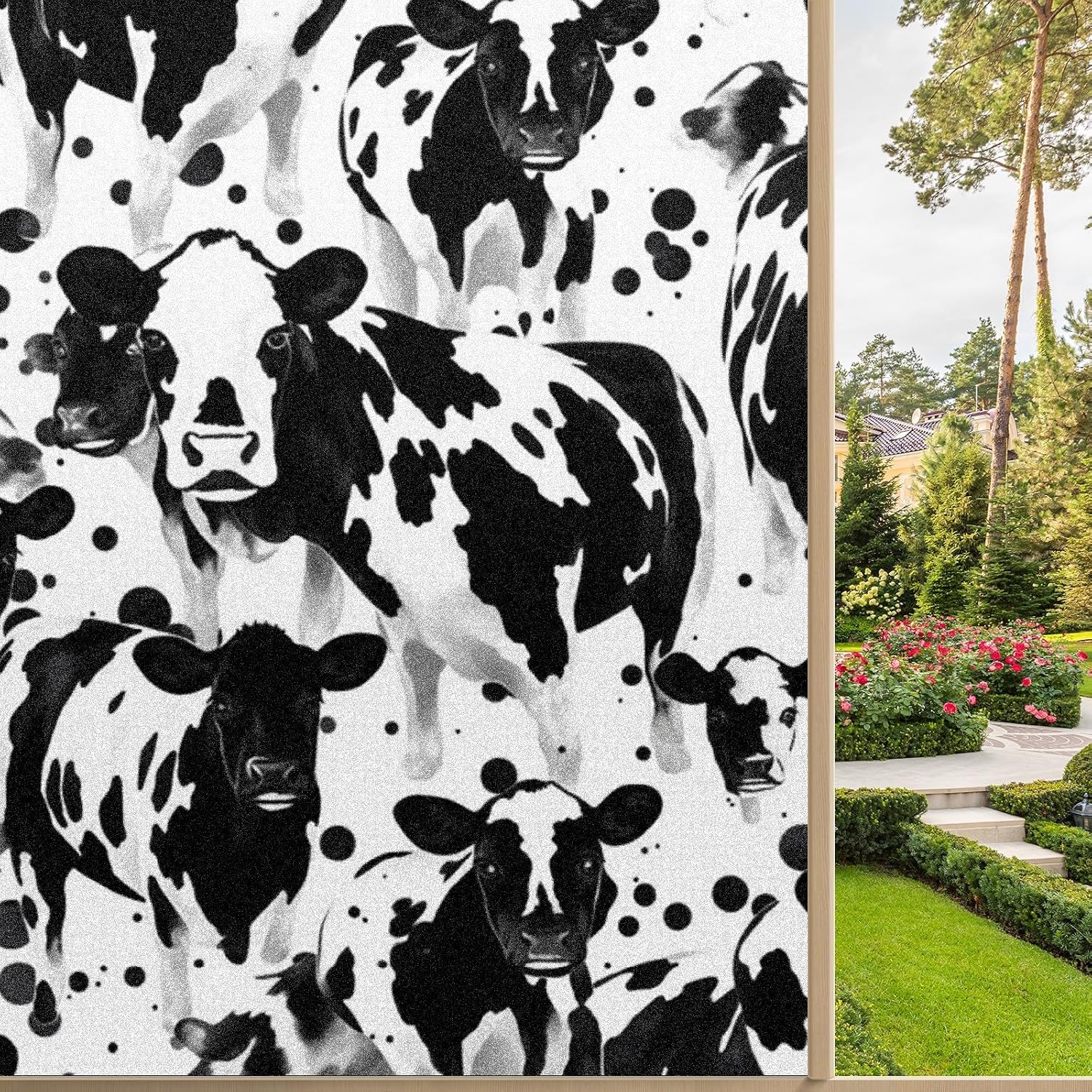 Amazon.com: Window Film Privacy One Way Cow PrintBlackout Sun Blocking ...
