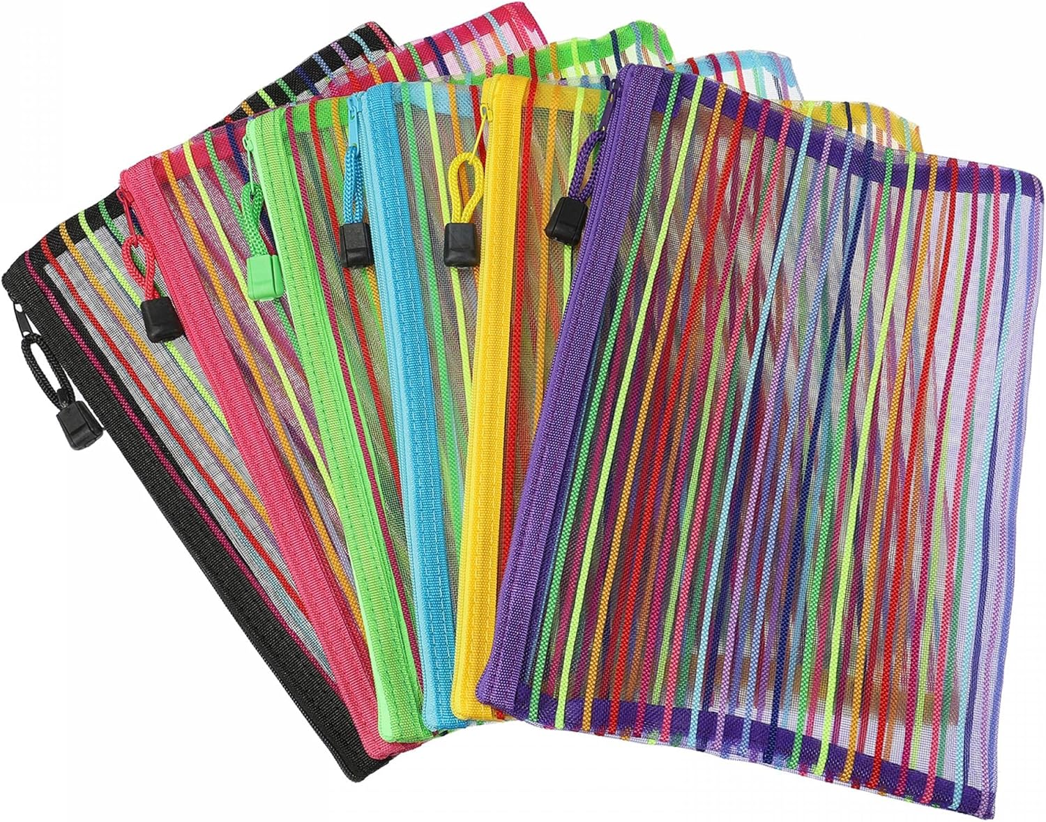 sourcing map Mesh Zipper Pouch, A5 Nylon Mesh Cosmetic Bags Pencil Pen ...