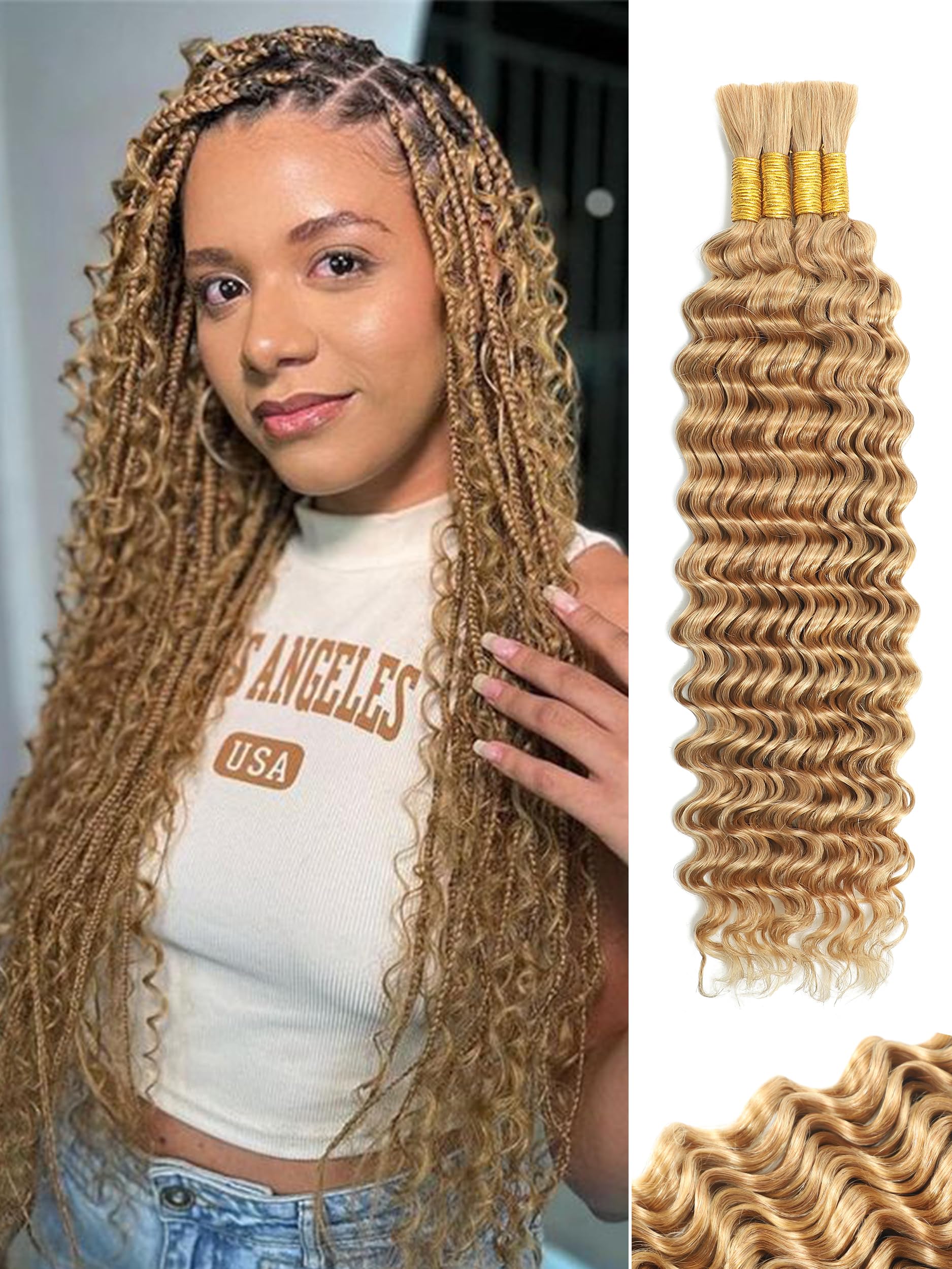 Amazon.com : KULYMUWIG Blonde Human Braiding Hair for Boho Braids Deep ...