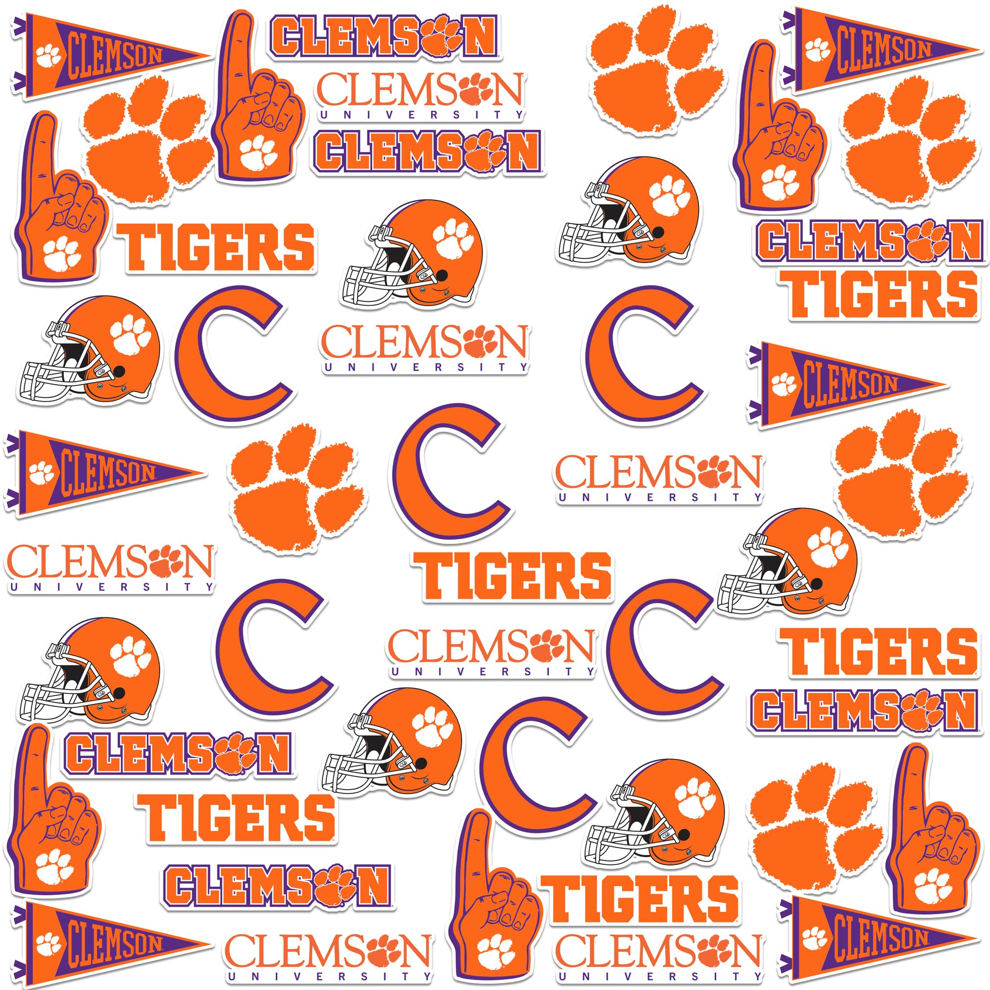 Amazon.com: Clemson University 50ct Vinyl Large Deluxe Stickers Variety ...
