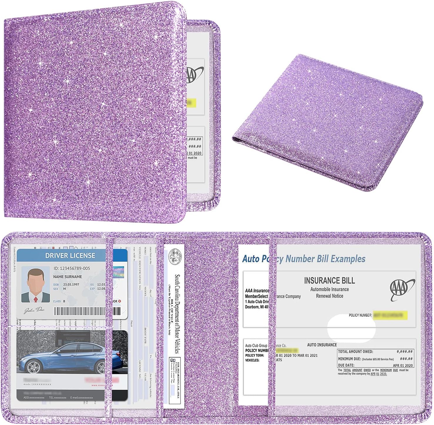 Amazon.com: DMLuna Car Registration and Insurance Holder, Folio Leather ...