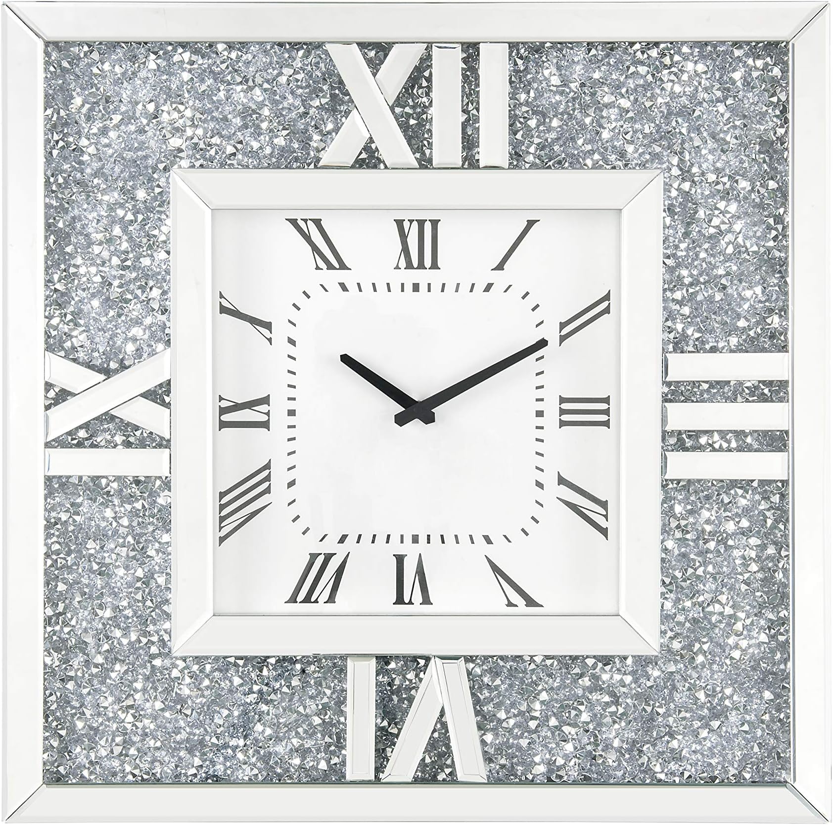 Amazon.com: Acme Noralie Wall Clock in Mirrored & Faux Diamonds : Home ...