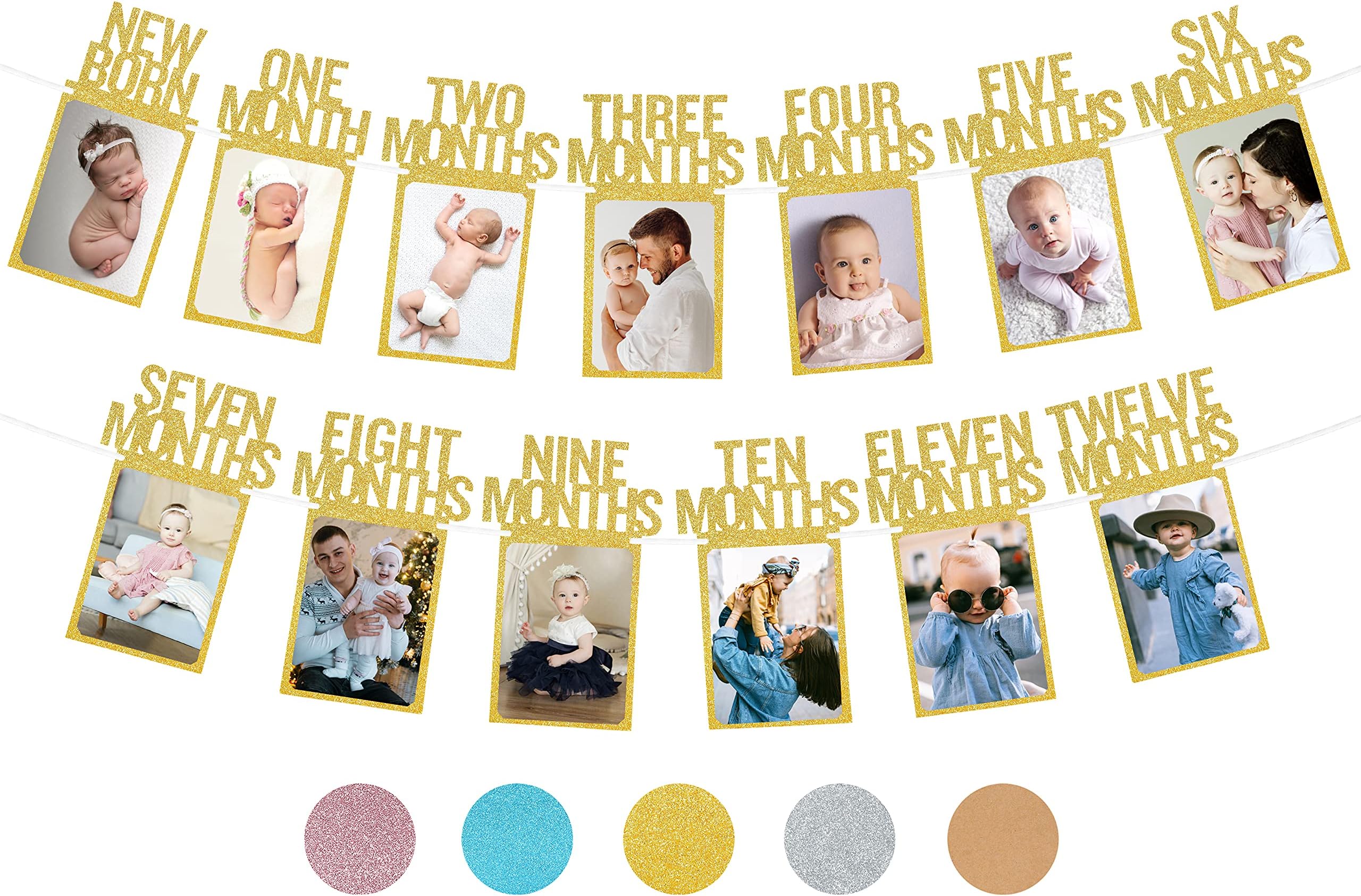 Amazon.com: 1st Birthday Baby Photo Banner for Newborn to 12 Months ...