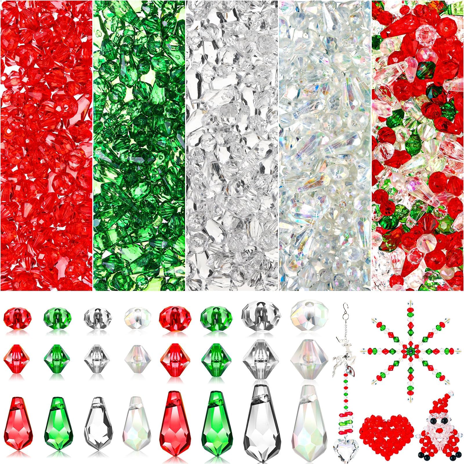 Amazon.com: Daifunli 2880 Pcs Christmas Crystal Beads Bulk, Small ...