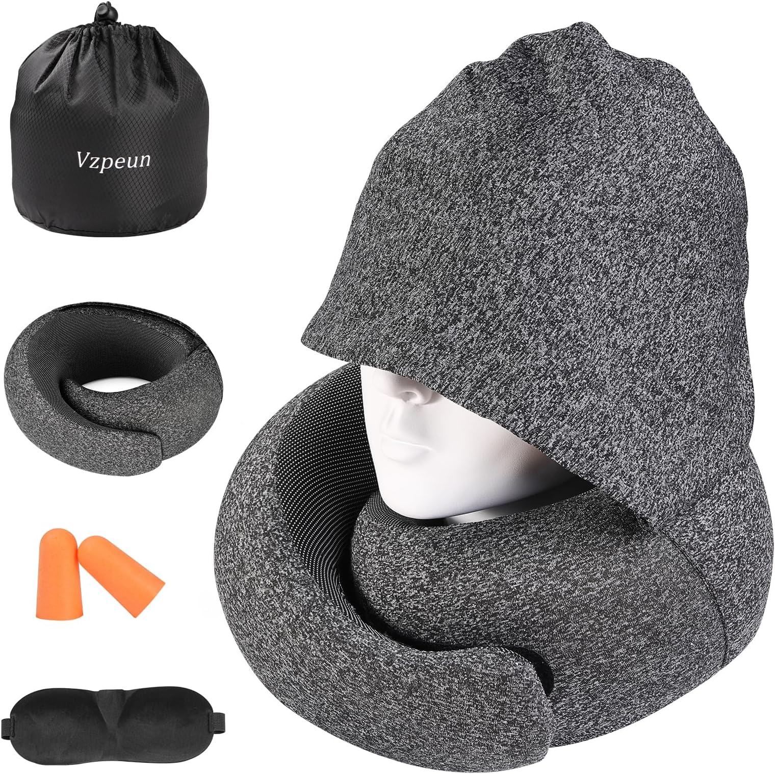 Amazon.com: Sealy - Hoodie Travel Pillow with Soft Memory Foam, Sun ...