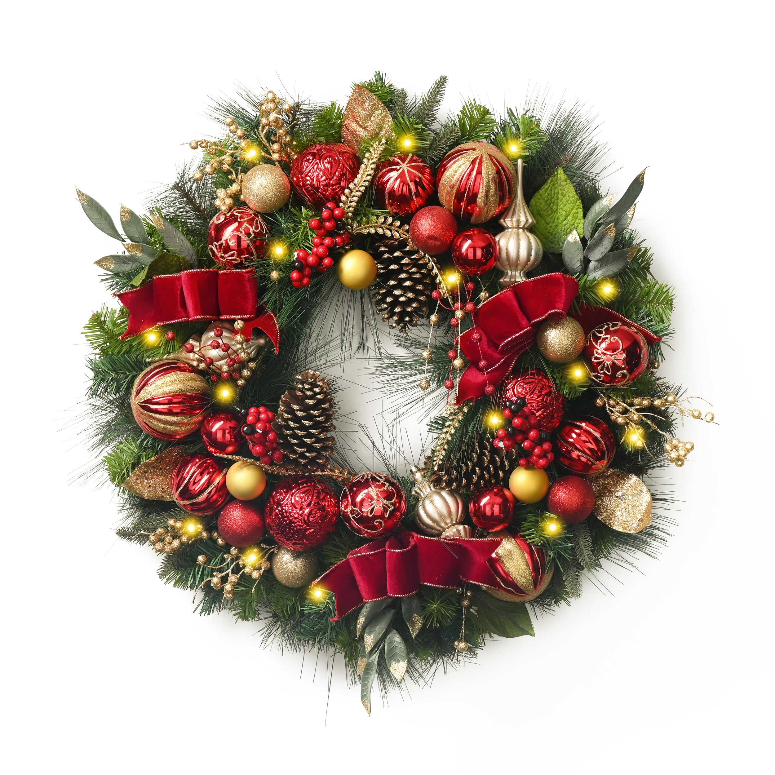 Amazon.com: Valery Madelyn 30 Inch Pre-Lit Christmas Wreath for Front ...