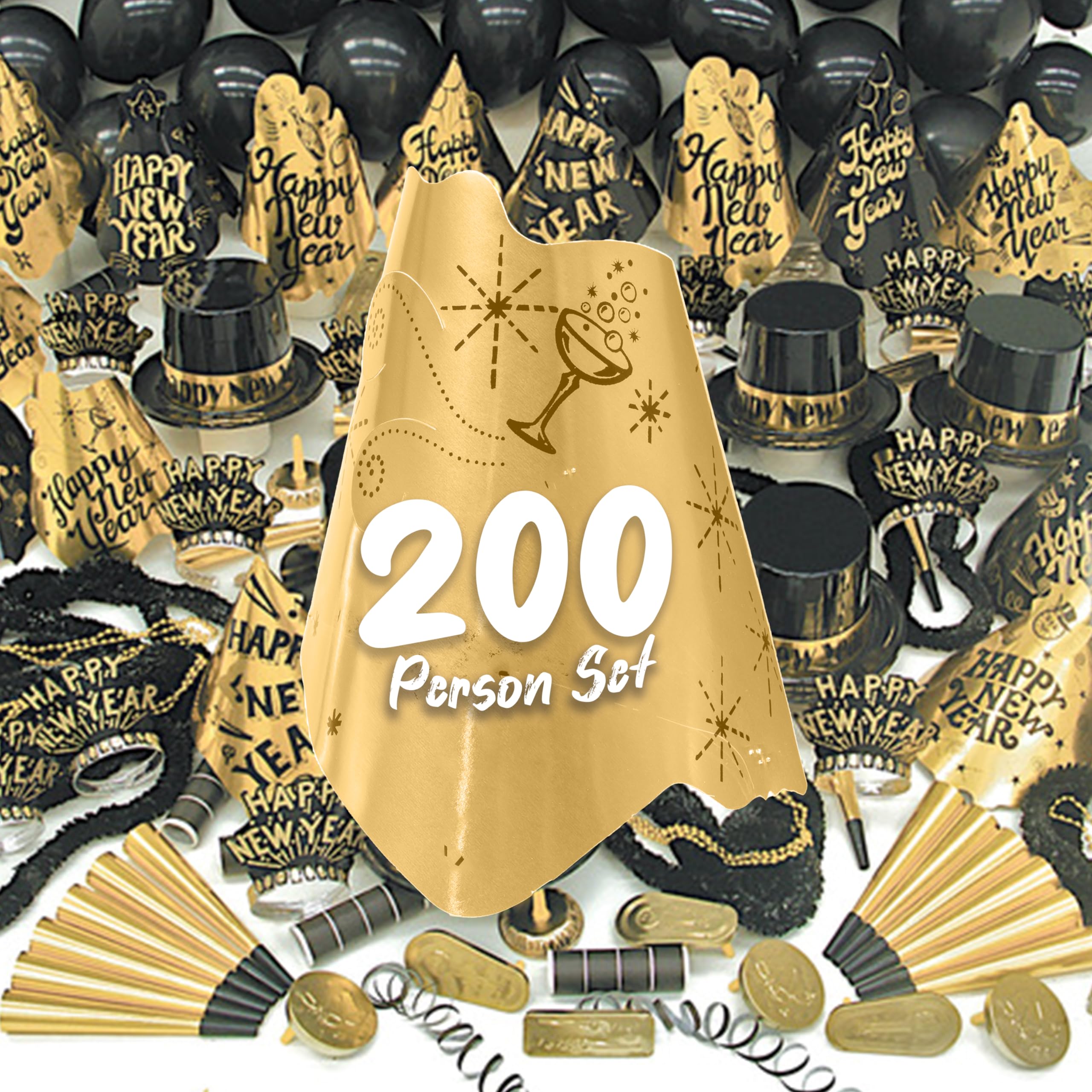 Amazon.com: New Years Eve Party Supplies 2025 200 Person 504 Pcs Golden ...