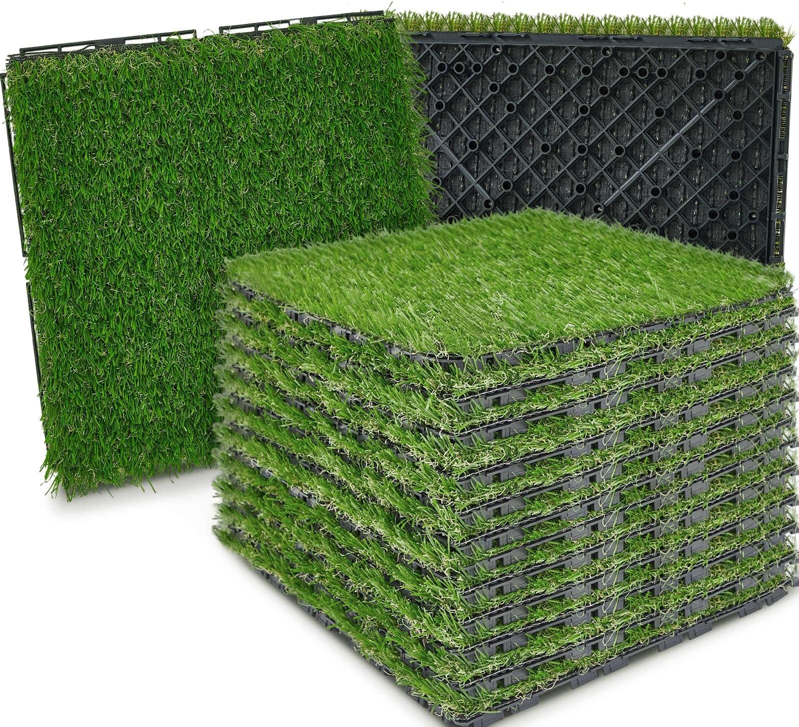 Amazon.com: Windyun 32 Pack Artificial Grass Turf Interlocking Deck ...
