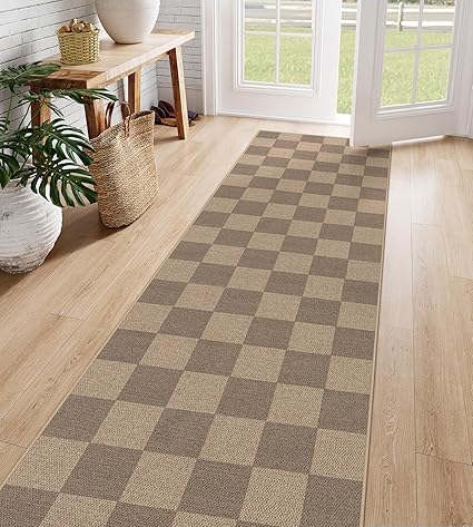 Amazon.com: Lahome Checkered Easy Jute Kitchen Runner, 2x8 Washable ...