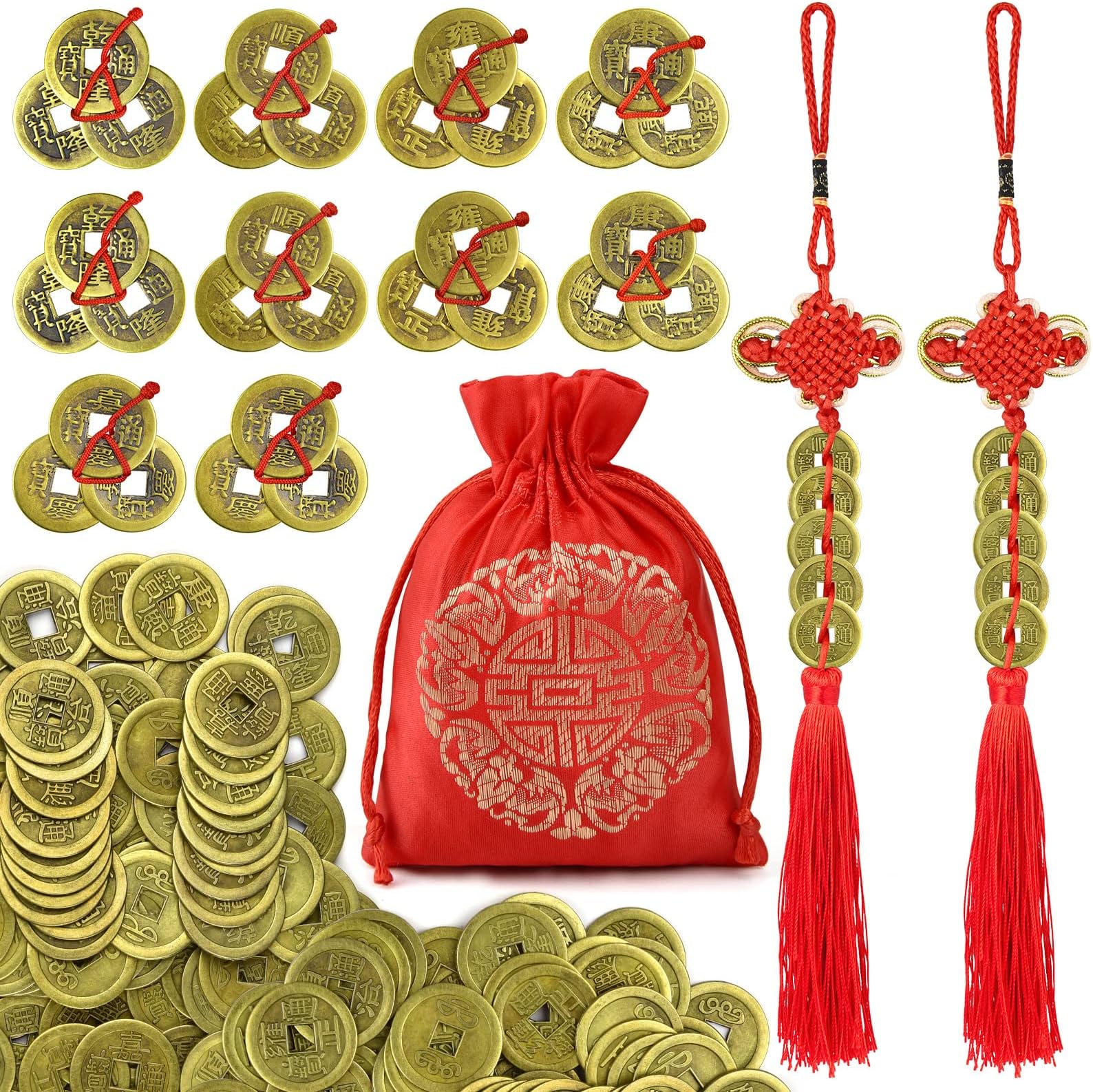 Amazon.com: Coopay 100 Pieces Chinese Feng Shui Coins, 10 Pieces ...