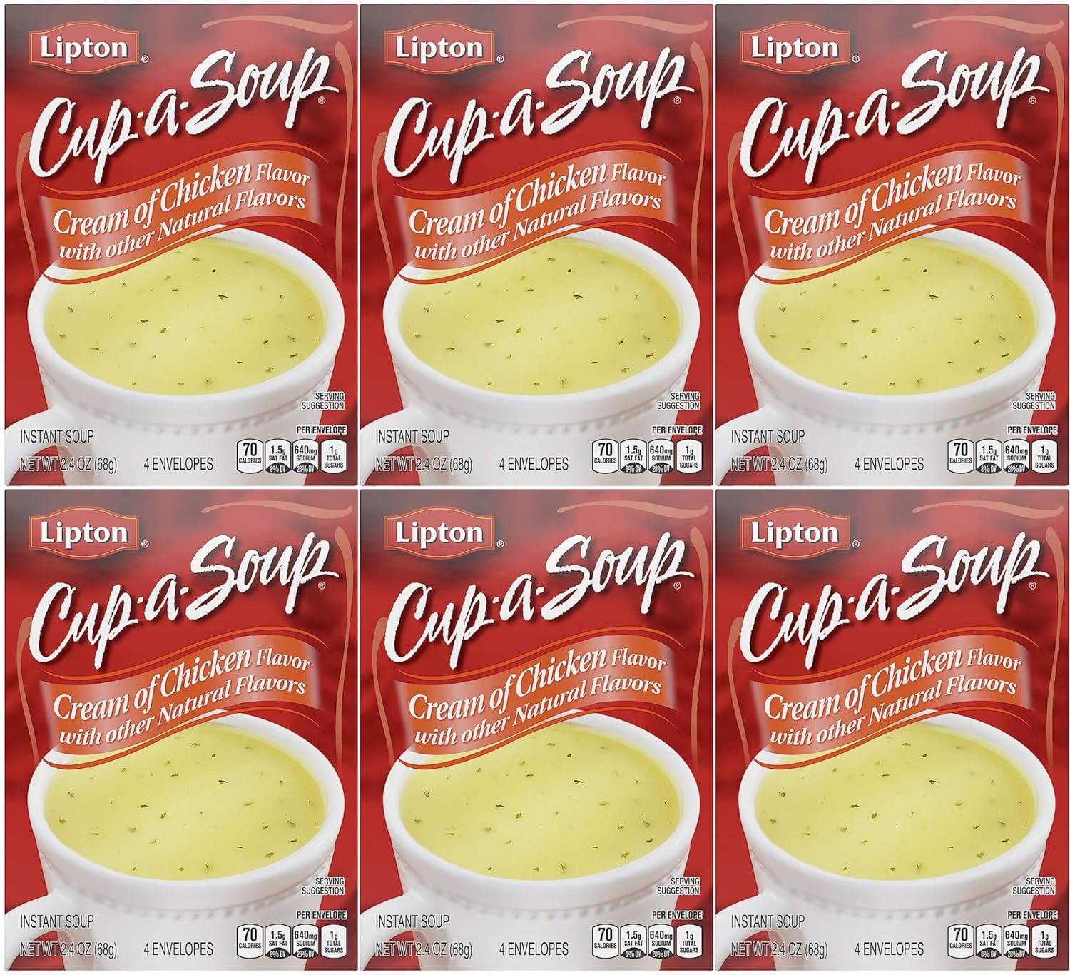 Amazon.com : Lipton Cup-A-Soup Cream of Chicken, 2.4 Ounce (Pack of 6 ...
