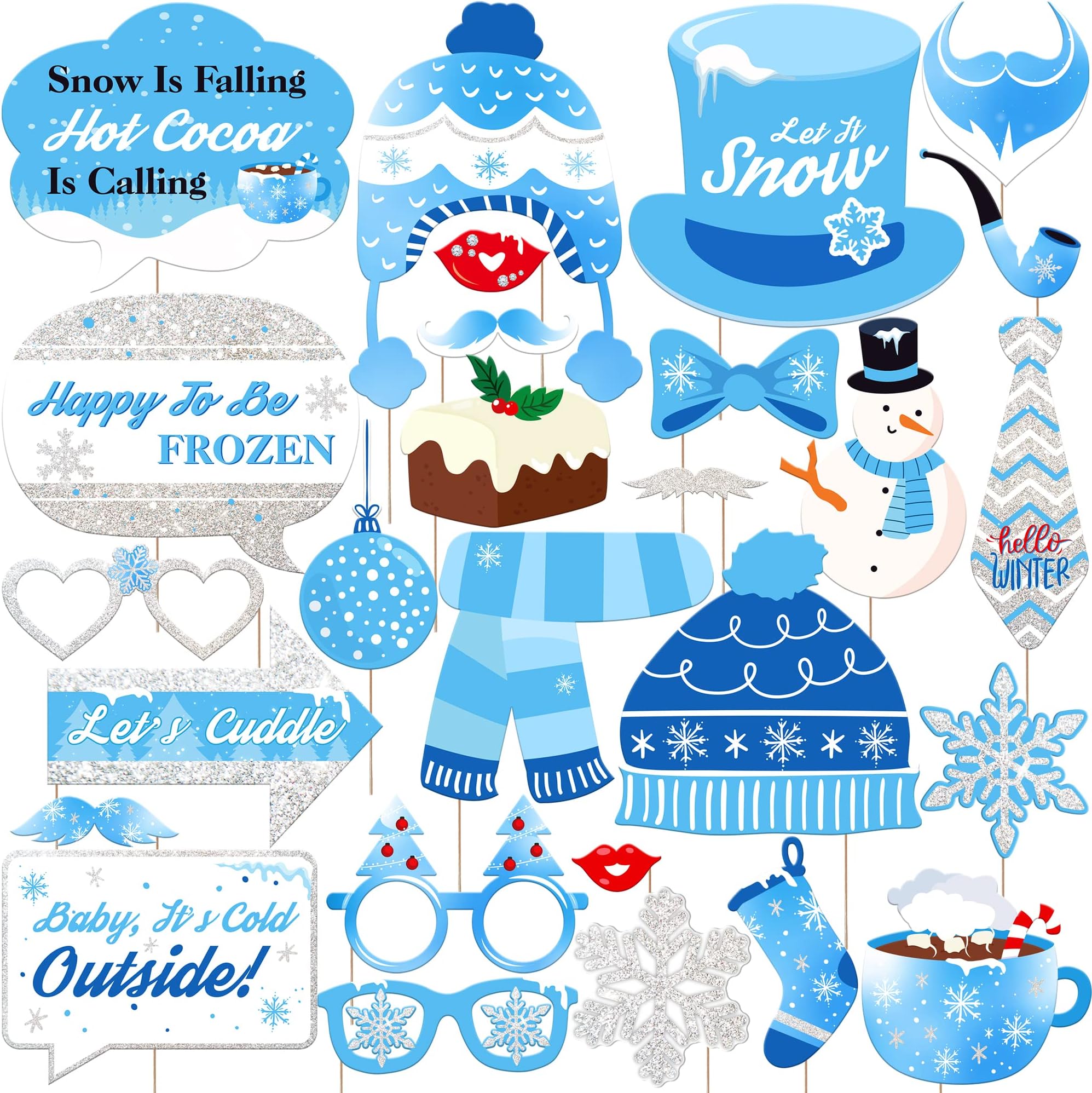 Amazon.com: Anor Wishlife Snowman Photo Booth Props,Winter Wonderland ...