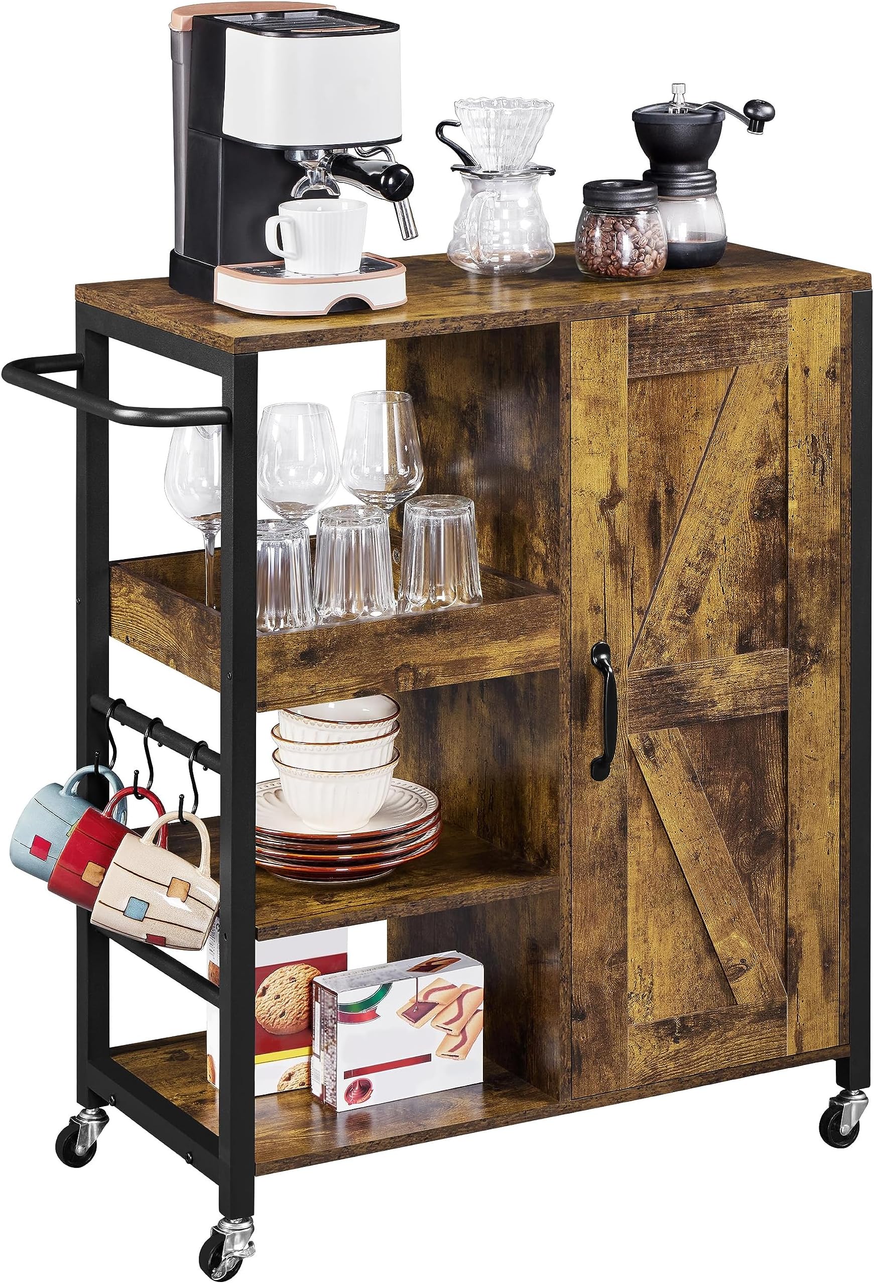 Amazon.com: Hencawima Coffee Bar Cabinet, 3 Tier Coffee Station Table ...