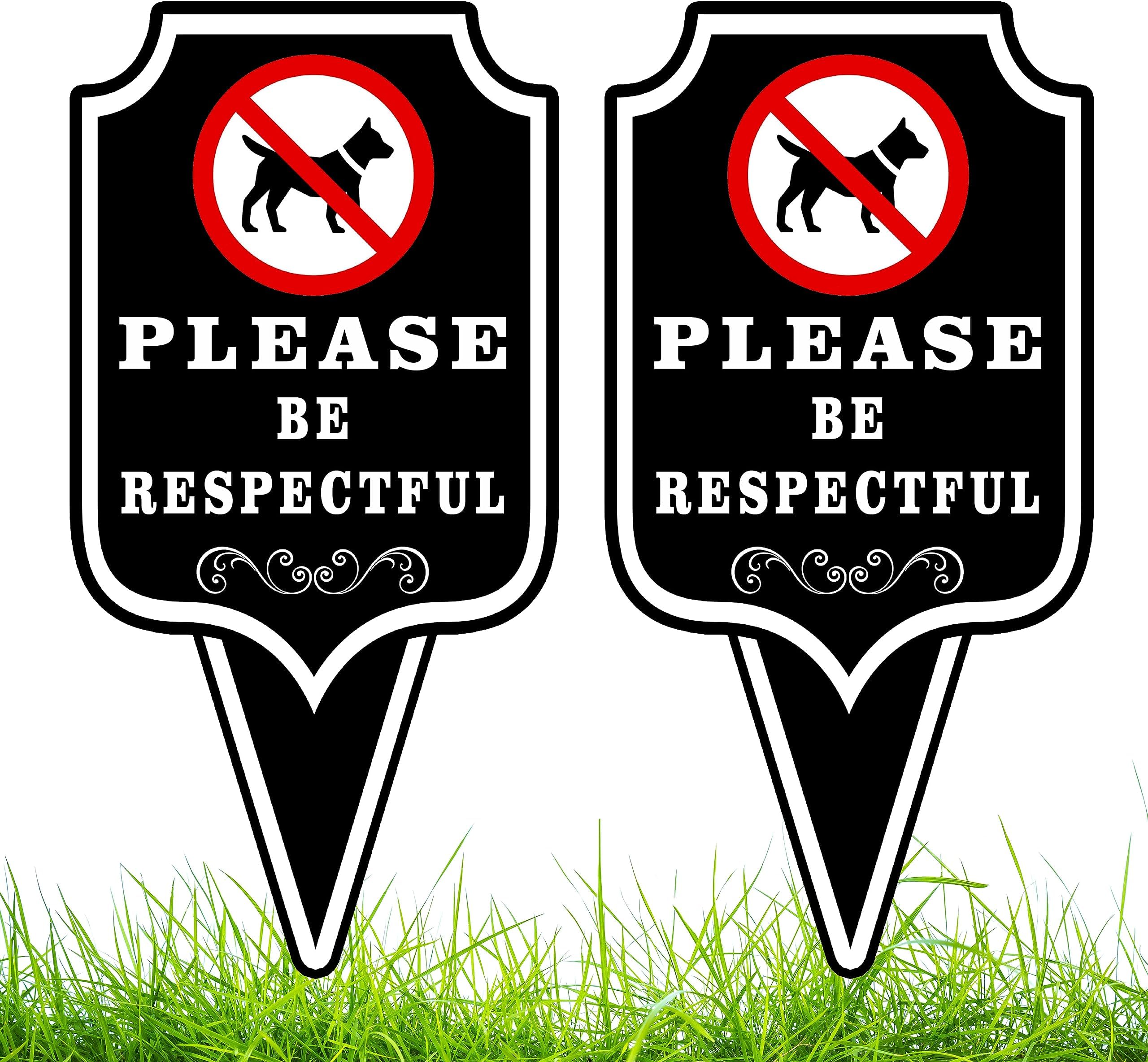 Amazon.com: 2 PC Please Be Respectful Dog Signs - 12x6 Double Sided ...
