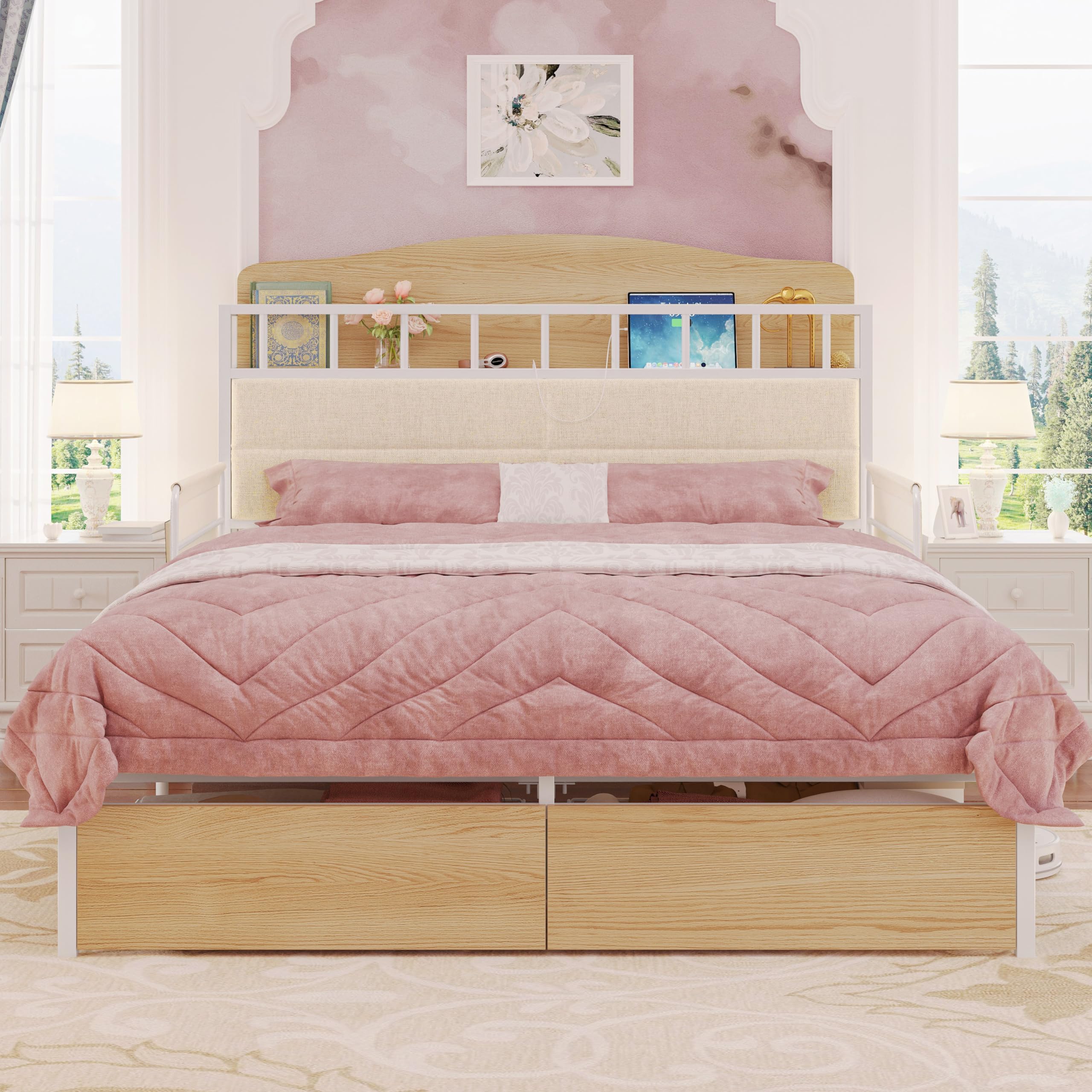 Amazon.com: Harper & Bright Designs Full Size Platform Bed with Storage ...