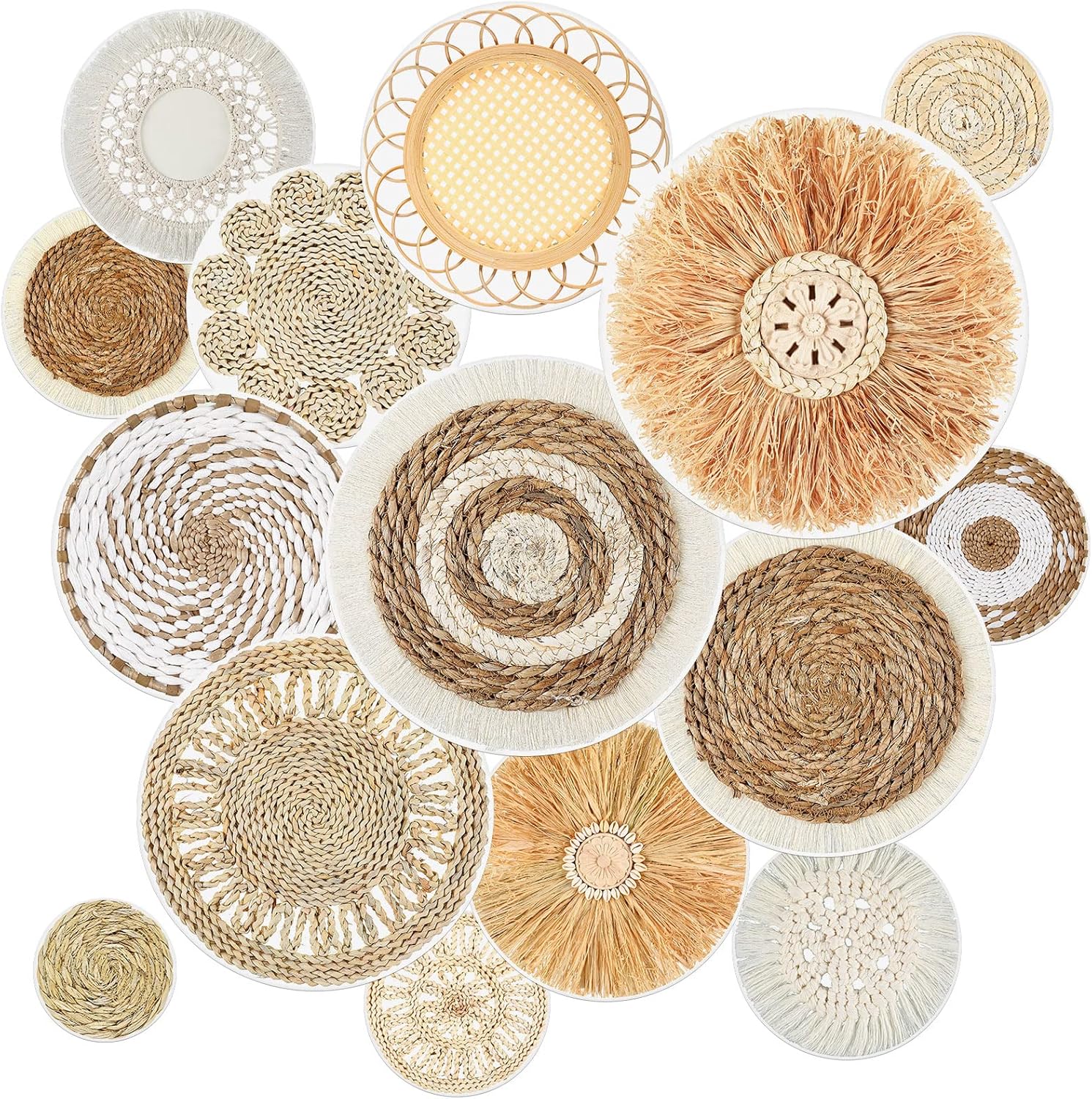 Amazon.com: 15 Pcs Boho Basket Wall Decor Round Boho Wall Decals Modern ...