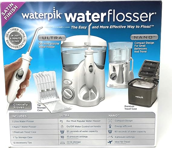 WATERPIK INC Water and Nano Flosser, Deluxe Traveler and Tip Storage ...