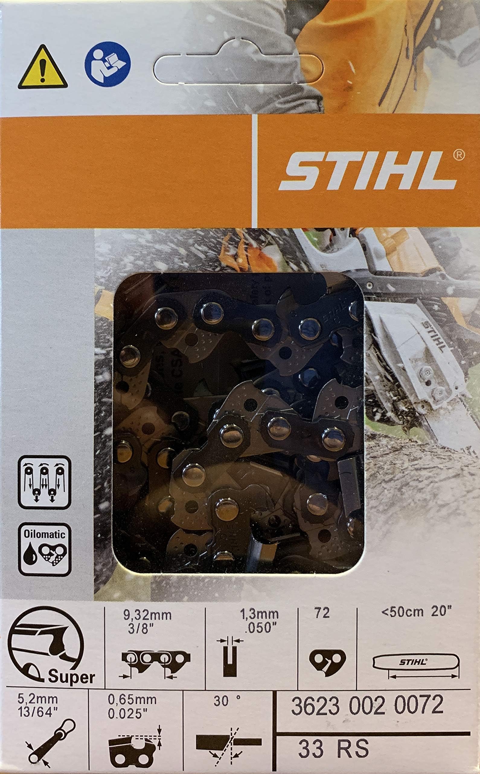 Amazon.com: STIHL 33RS 72 Rapid Super Chainsaw Chain 20" Bar 3/8 Pitch ...