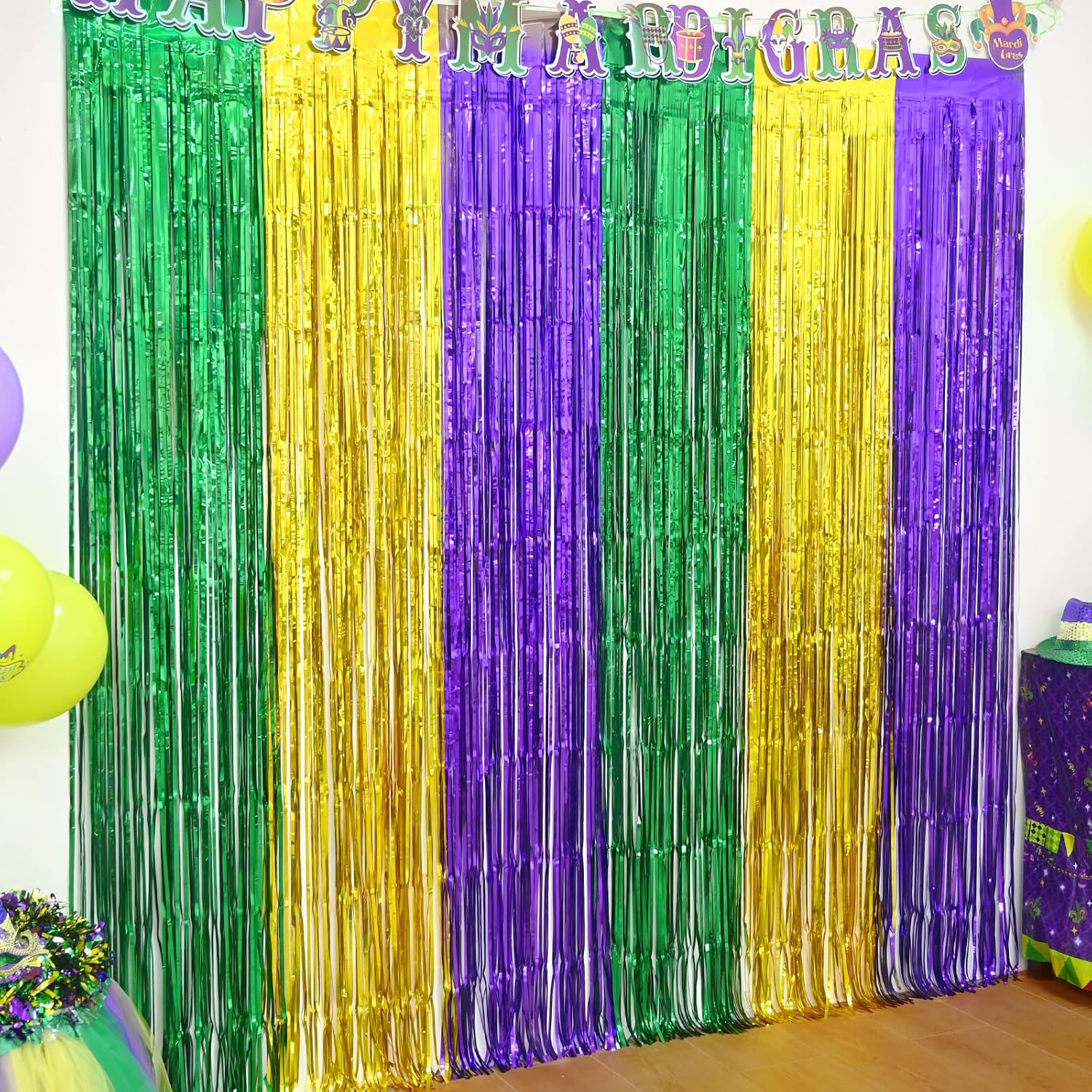 Amazon.com: Mega-L Mardi Gras Party Decorations 2 Pack 3.3 X 6.6 ft ...