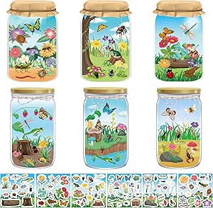 WATINC 12Pcs Insect Jar Scene Sticker Art Craft, Make Your Own Mix and ...
