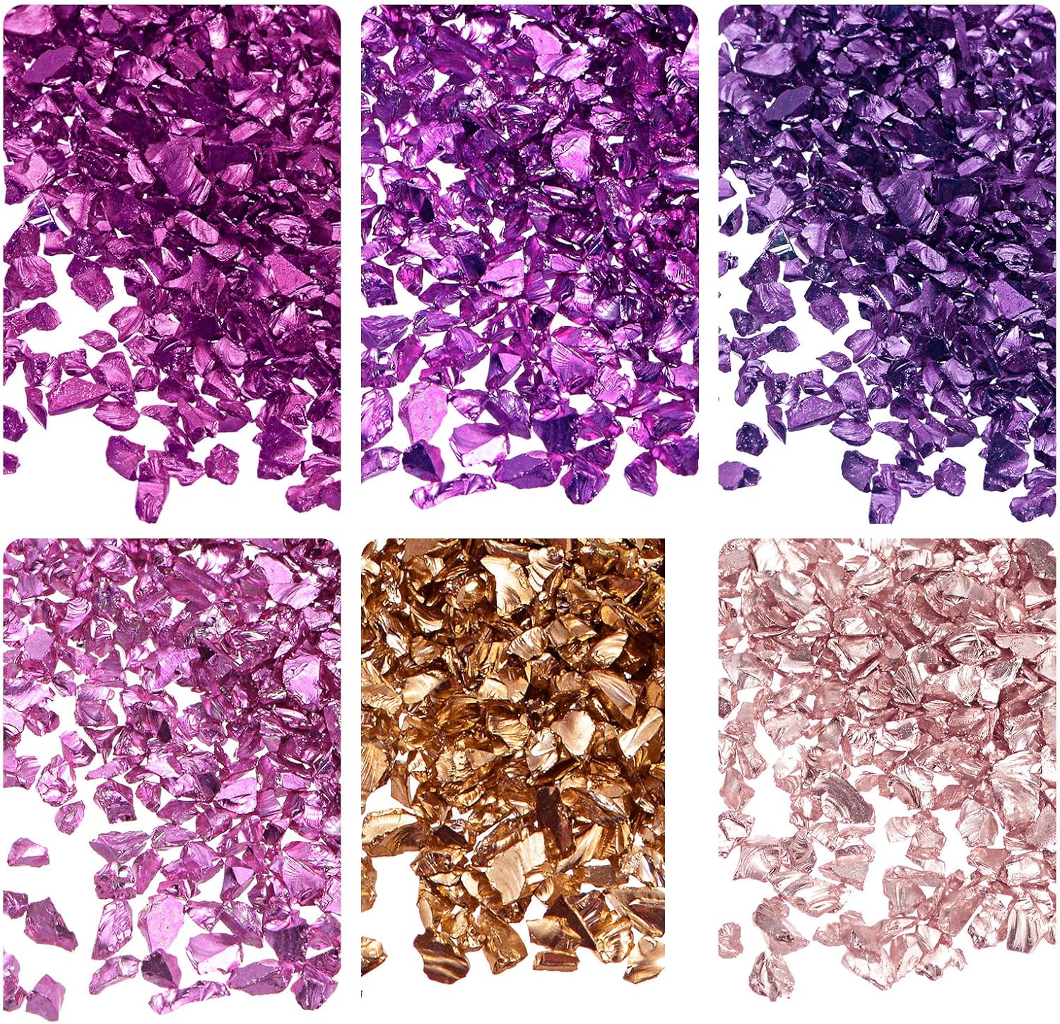 Amazon.com: uxcell 6 Colors Crushed Glass Chips, 1-4mm Irregular Glitter Metallic Glass for ...