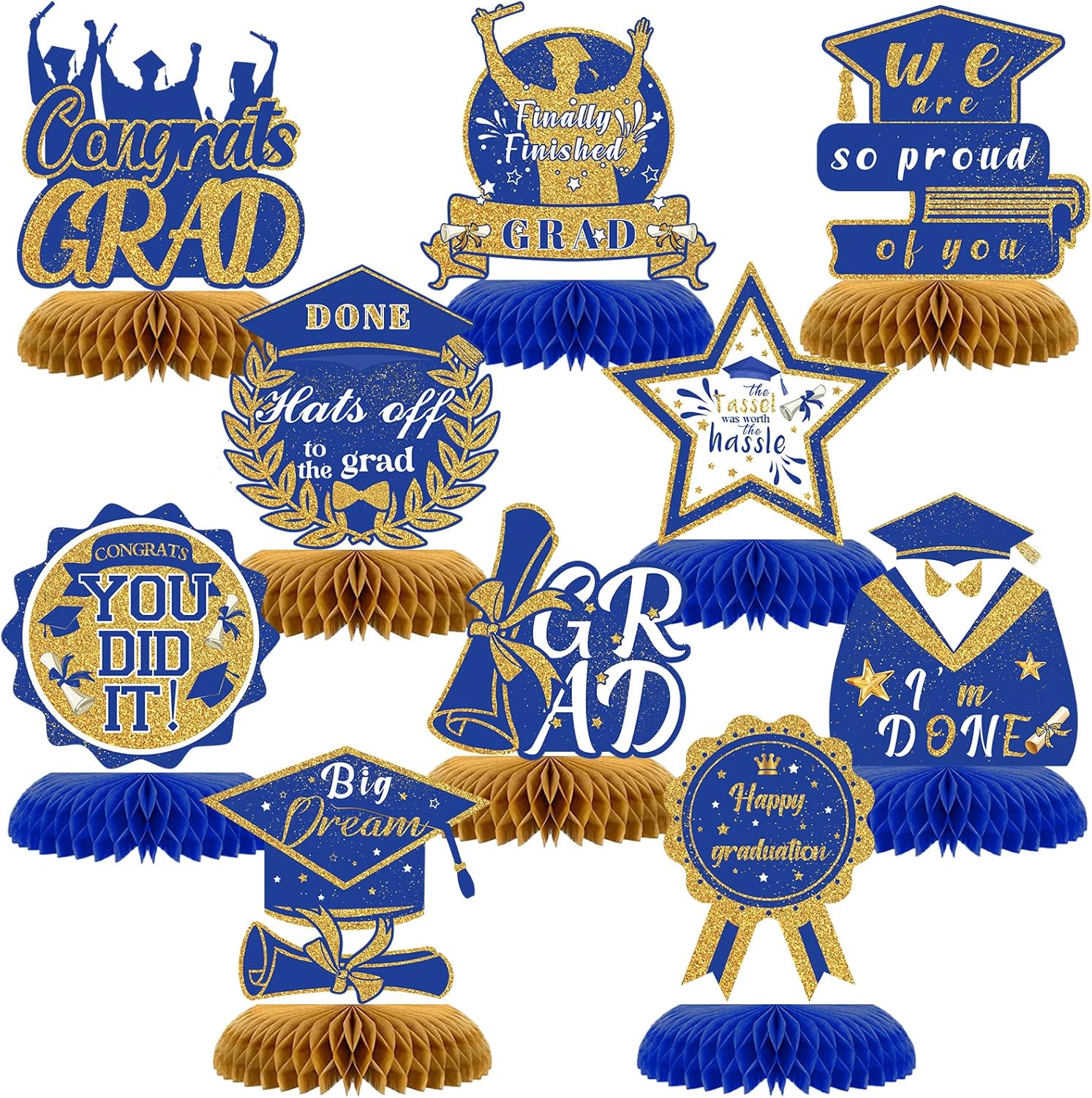 Amazon.com: Tarklanda 10PCS Graduation Honeycomb Centerpieces Party ...