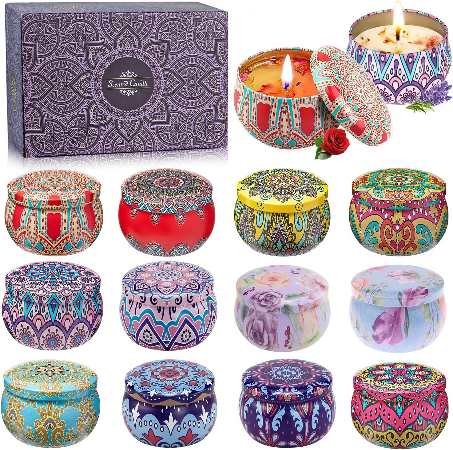 VIDA4U 12 Piezas Velas Aromaticas, Velas Aromáticas Decorativas, Velas ...