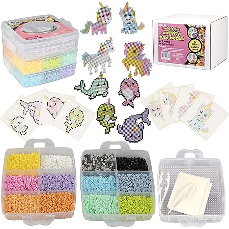 Amazon.com: FunzBo Fuse Beads for Kids Craft Art - 106 Patterns ...