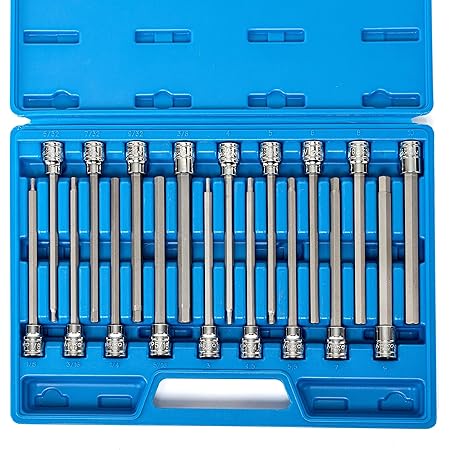 NEIKO 10079A Extra Long Allen Hex Bit Socket Set, 18 Piece SAE and ...