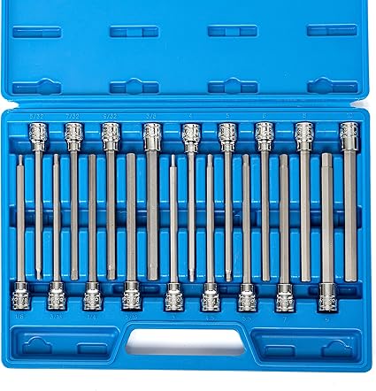Amazon.com: NEIKO 10079A Extra Long Allen Hex Bit Socket Set, 18 Piece ...
