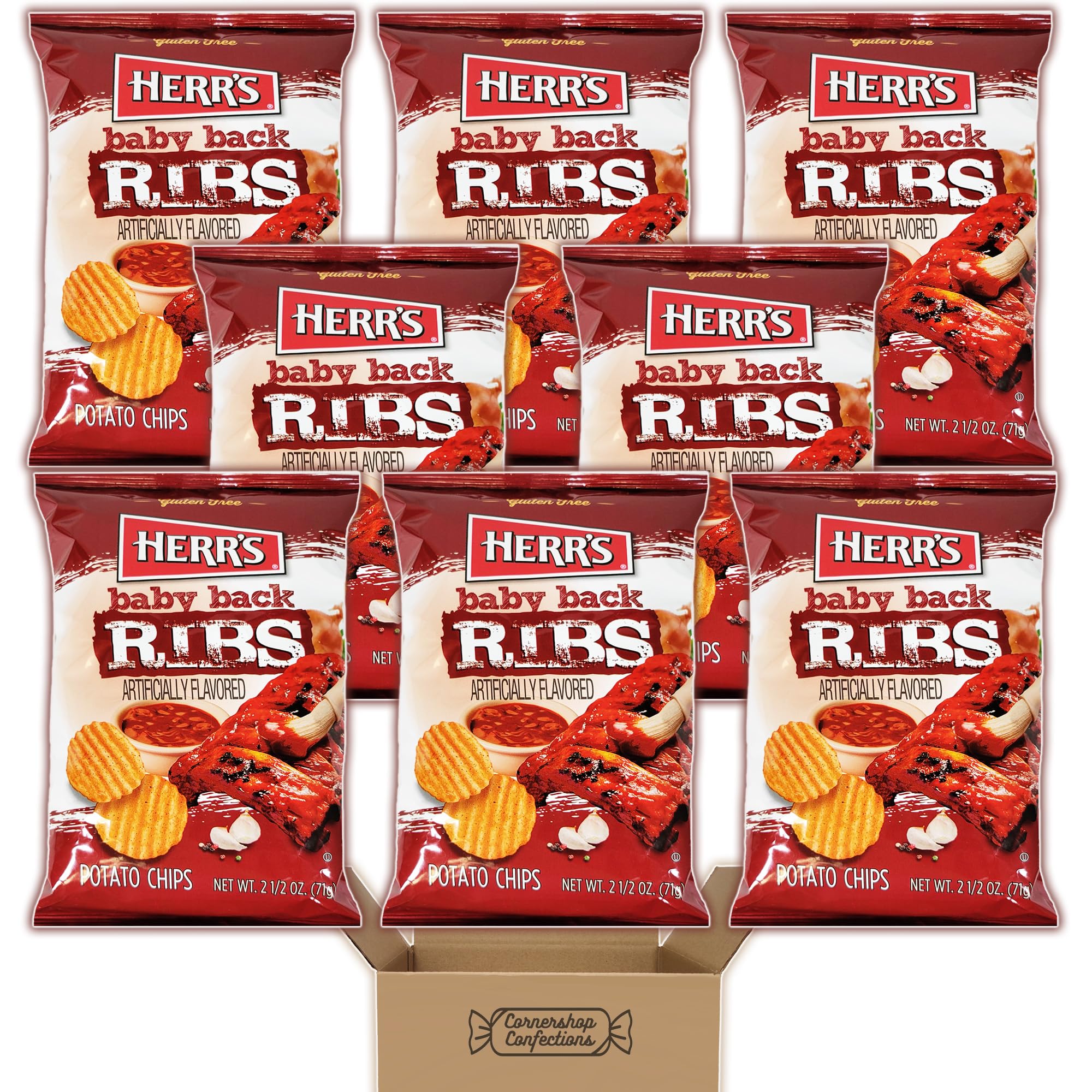 Buy Herr's Baby Back Ribs Potato Chips 8 Bag Bulk Pack - 8 Individually ...